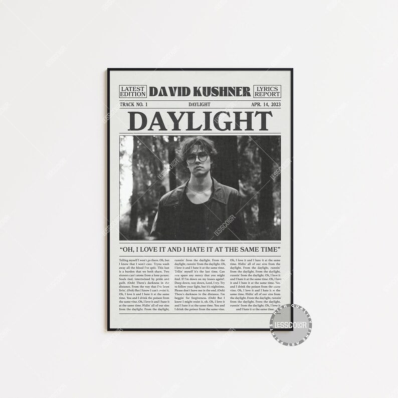 POSTER David Kushner Retro Newspaper Print, Daylight Poster, Daylight ...