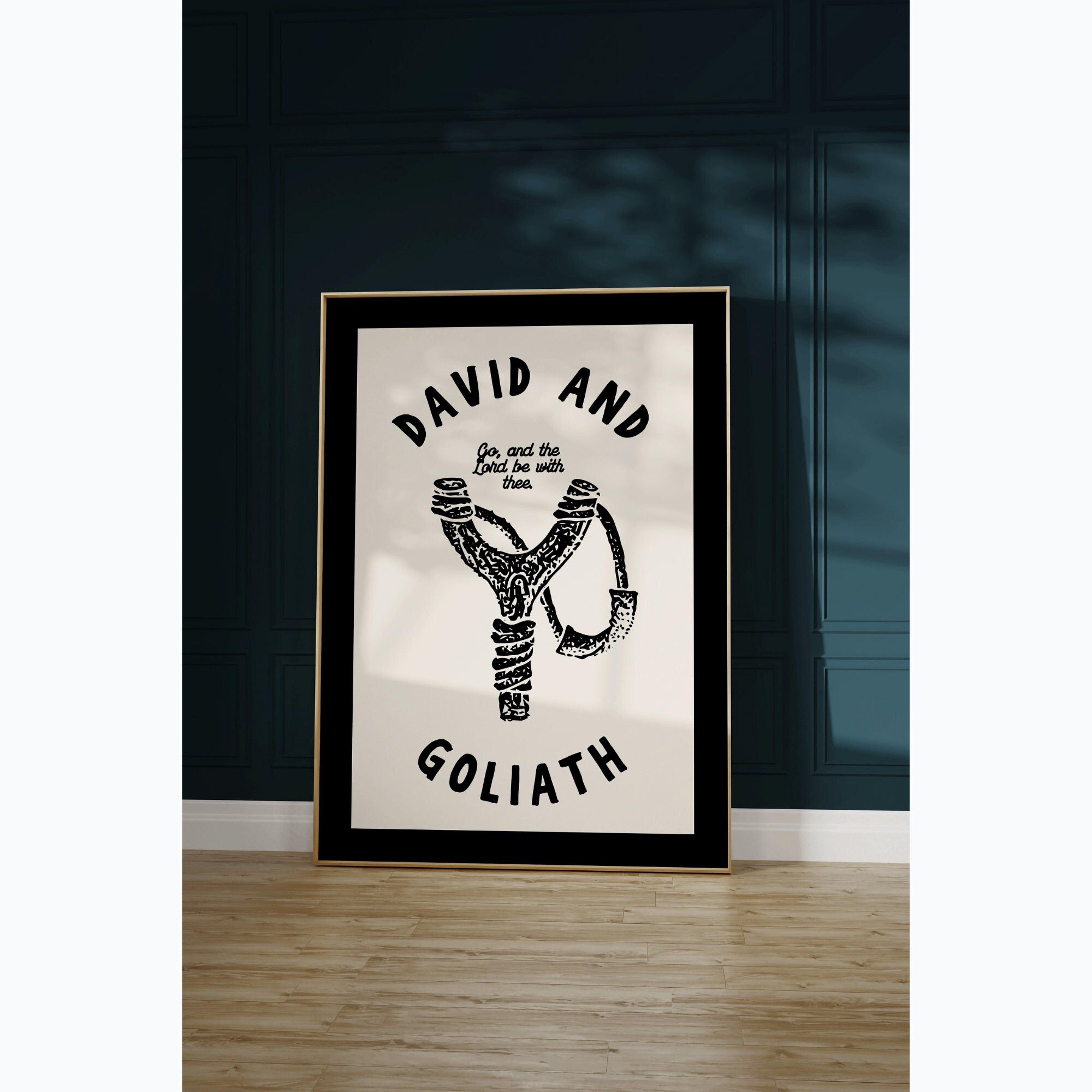 POSTER David and Goliath Art Print Christian Wall Art Bible Minimalist ...