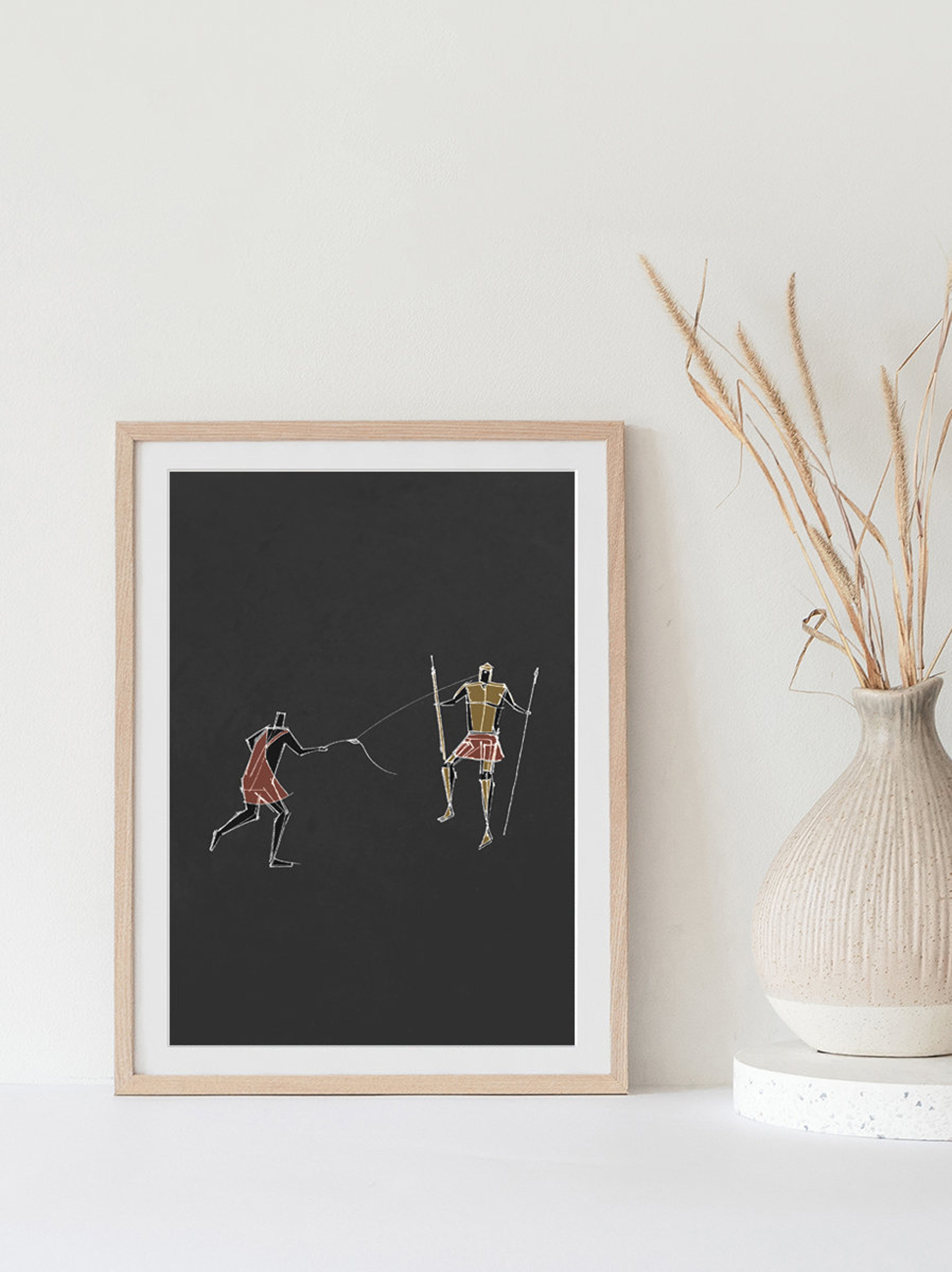 POSTER David and Goliath Print, Jesus Art, Bible Sketches, Jesus Print ...