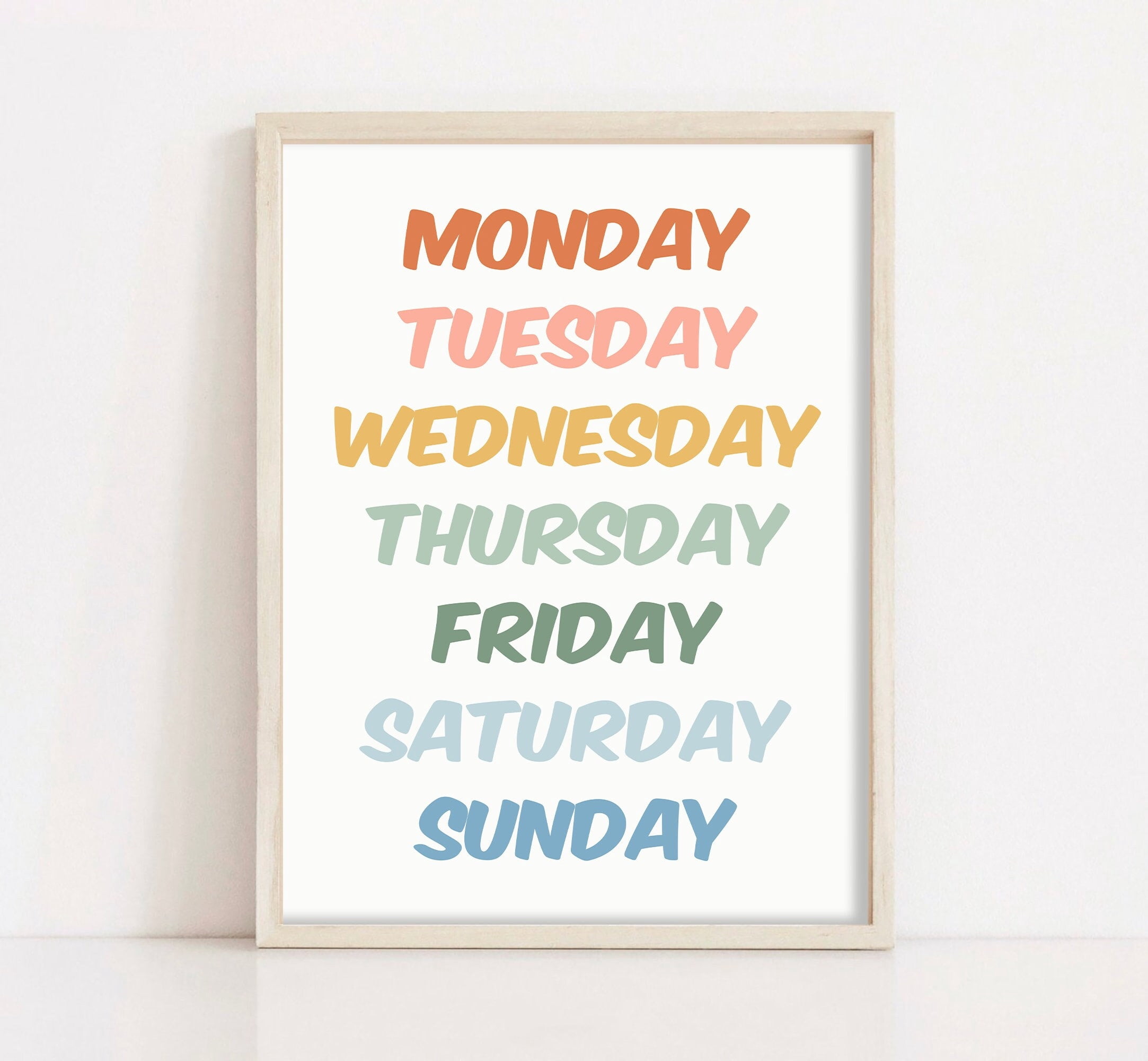 POSTER Days of the Week Poster, Educational Classroom Decor, Rainbow ...