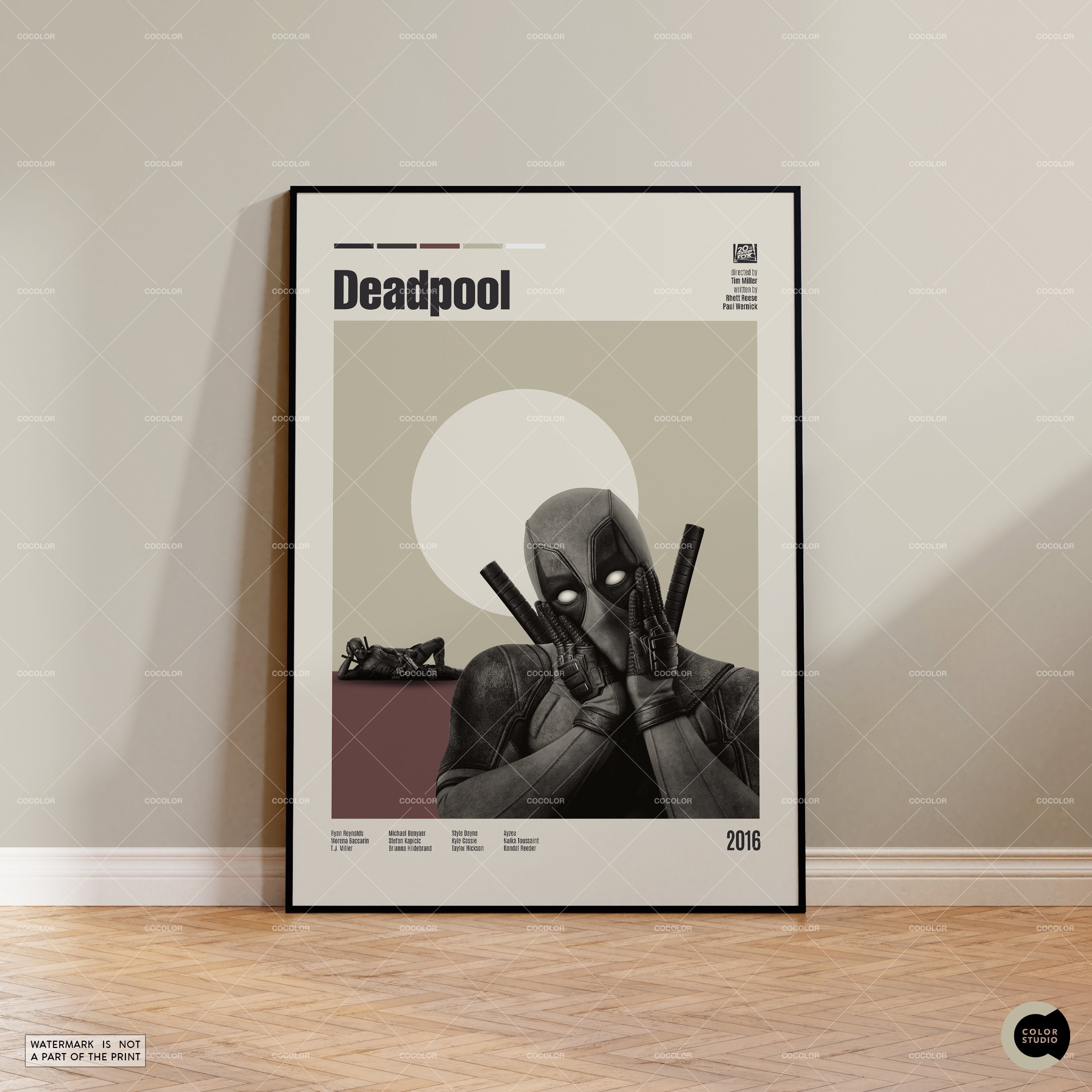 POSTER Deadpool, Ryan Reynolds, Retro Movie Poster, Midcentury Modern ...