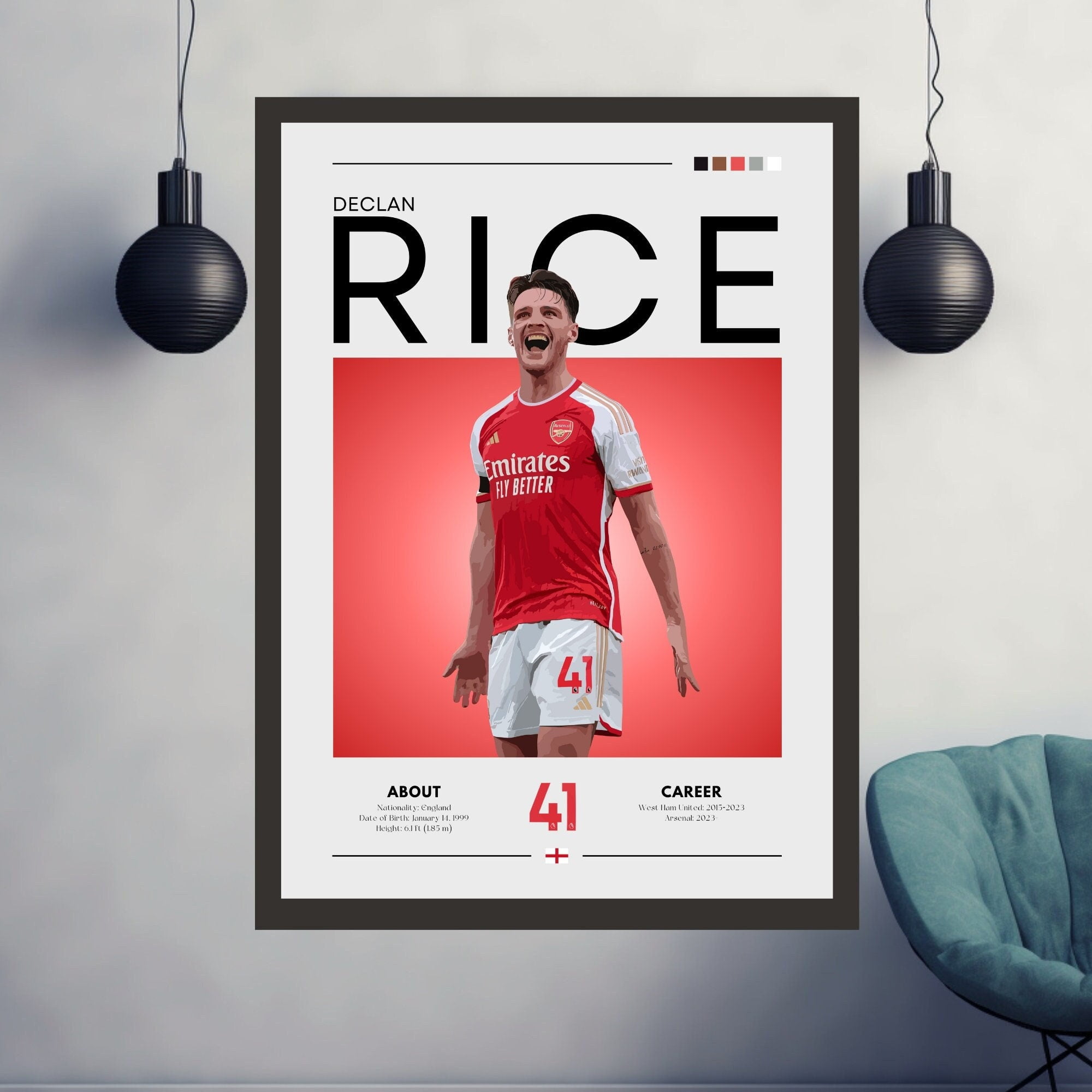 POSTER Declan Rice Poster, Arsenal Poster, Football Gift, Sports Poster ...