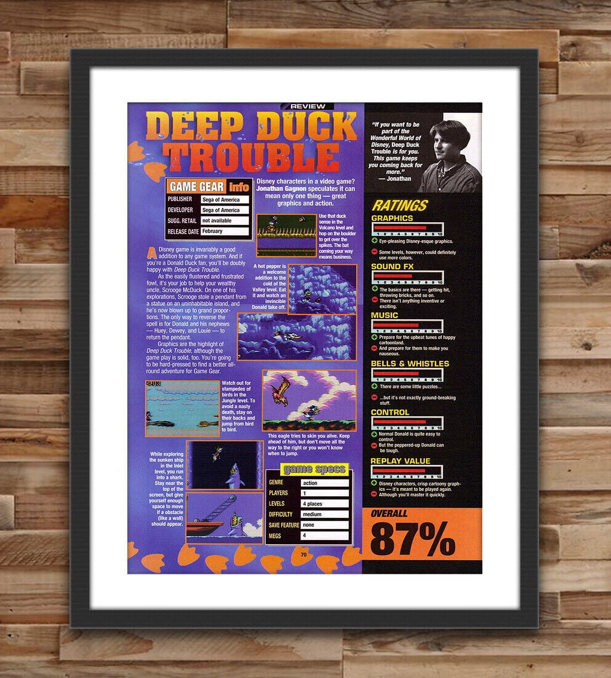 POSTER Deep Duck Trouble Sega Game Gear Glossy Review Poster Unframed ...