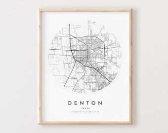 POSTER Denton Map Print, Denton Map Poster City Wall Art, Tx Road Map ...