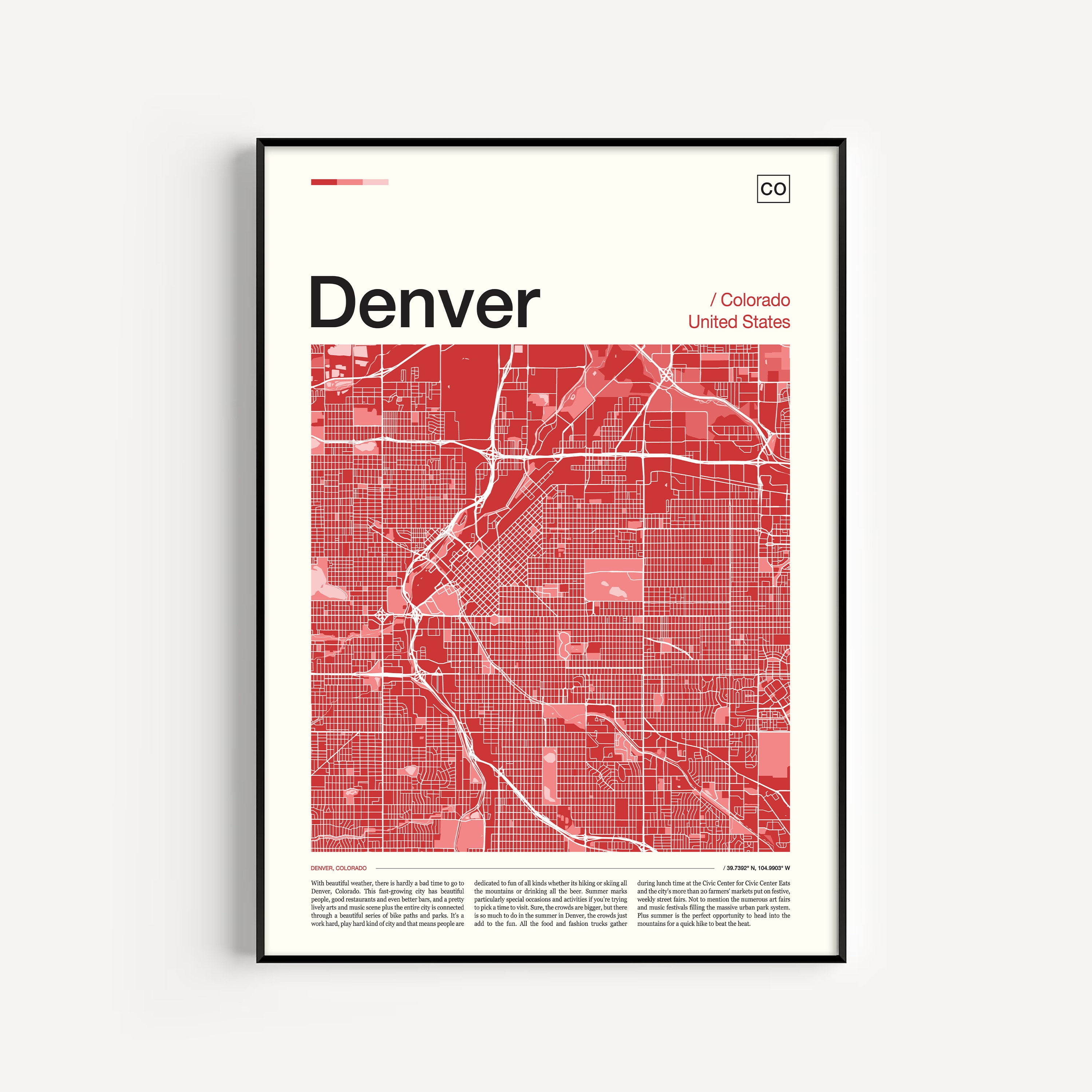 POSTER Denver Map Print, Denver Poster, Denver Map, Denver Print ...