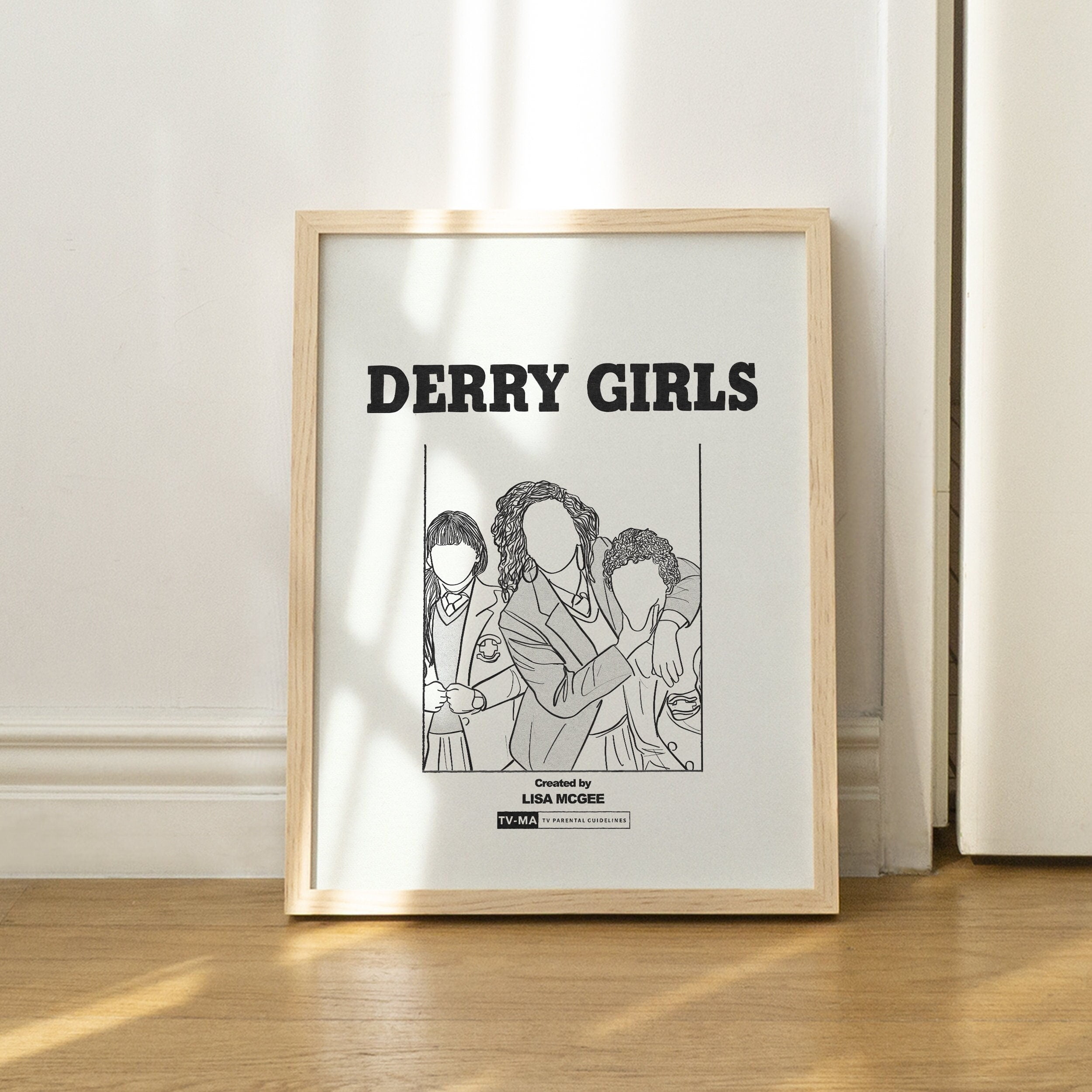 POSTER Derry Girls Poster | Lisa McGee | Movie Poster | Black and White Wall Art | Minimalist ...