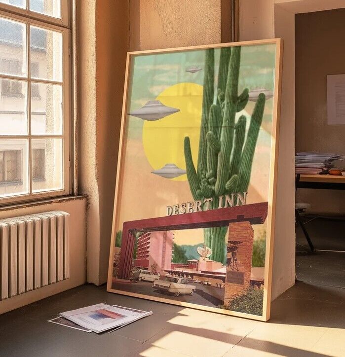POSTER Desert Inn Art Print | Aliens UFO Surreal Sci-Fi Vintage Trippy ...