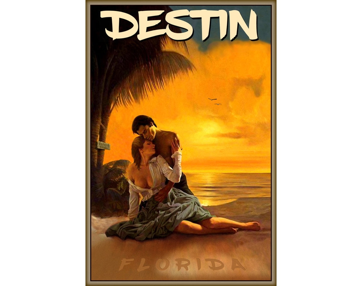 POSTER Destin Okaloosa County Florida Beach Travel Poster Emerald Coast ...