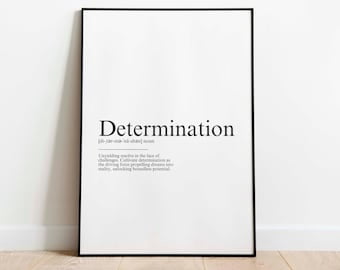 POSTER Determination Definition Print, Dictionary Poster, Quote Wall ...