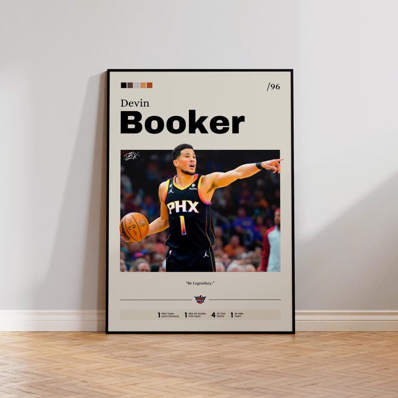 POSTER Devin Booker Basketball Poster, NBA Star Art Print, Sports Wall ...