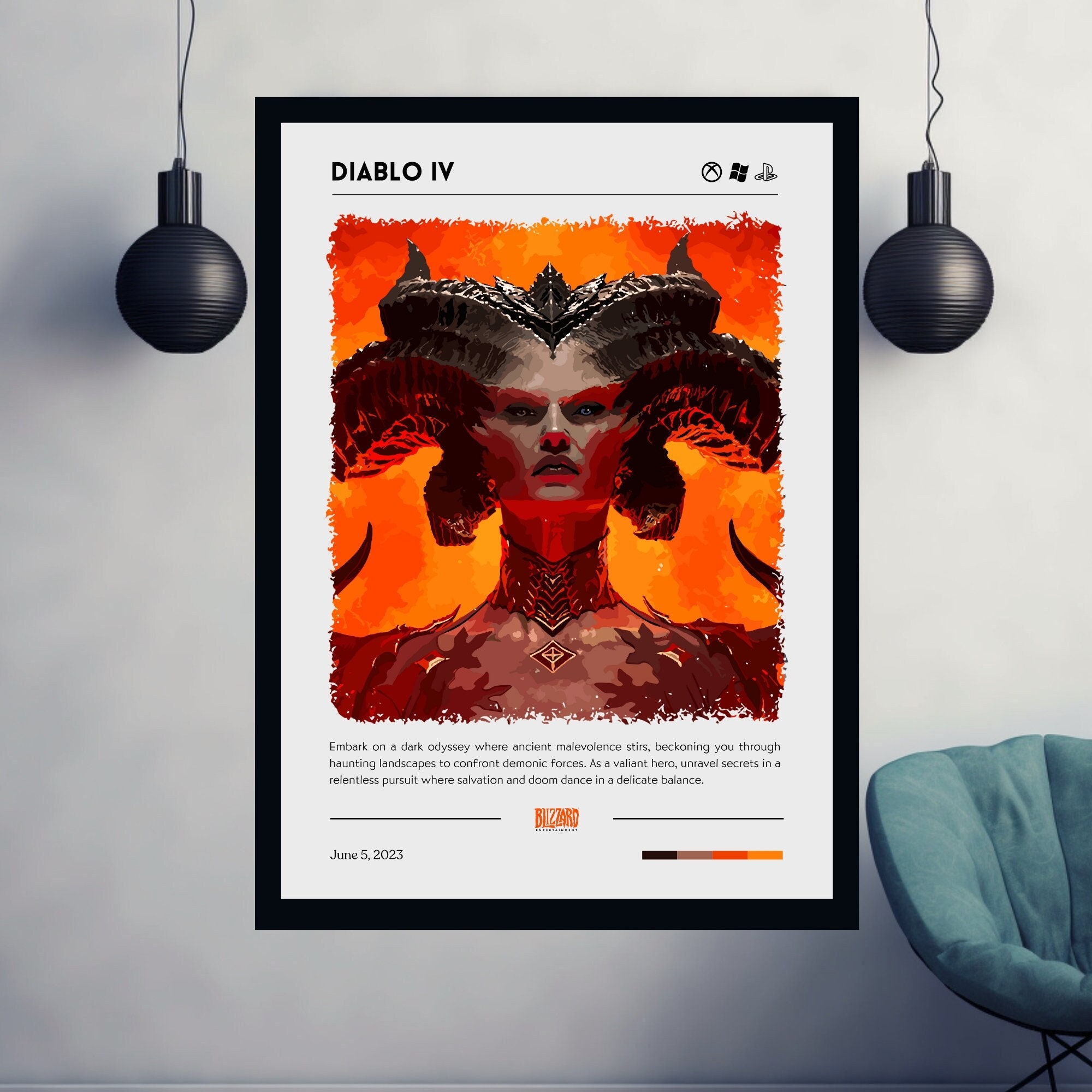 POSTER Diablo 4 Poster, Diablo 4 Print, Gaming Room Poster, Minimalist ...