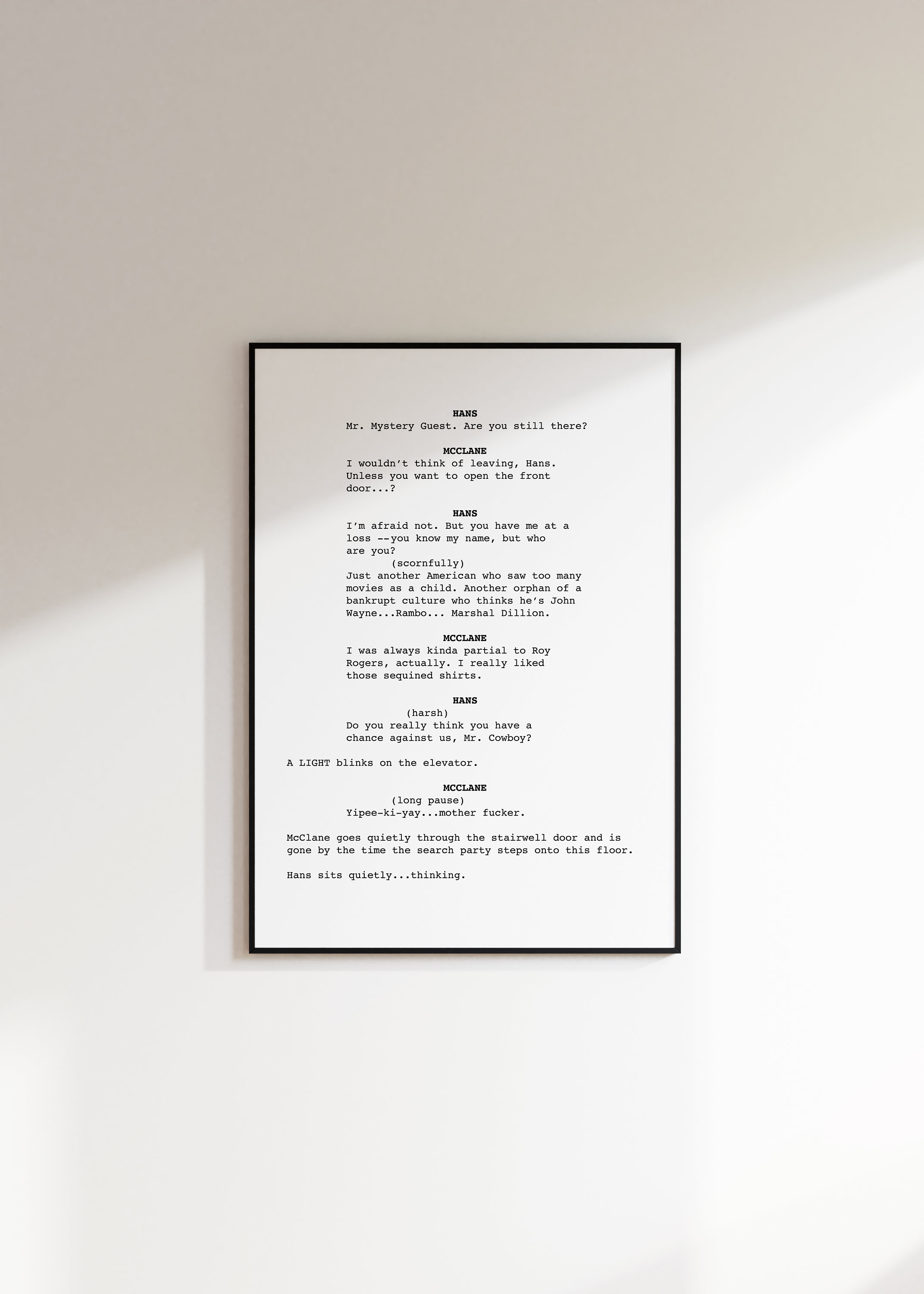 POSTER Die Hard Printable Screenplay Poster, Yippee-Ki-Yay Scene, John ...