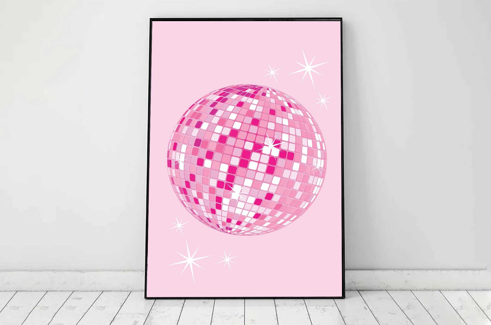 POSTER Disco Ball Groovy Poster, Preppy Room Decor, Bar Cart Art ...