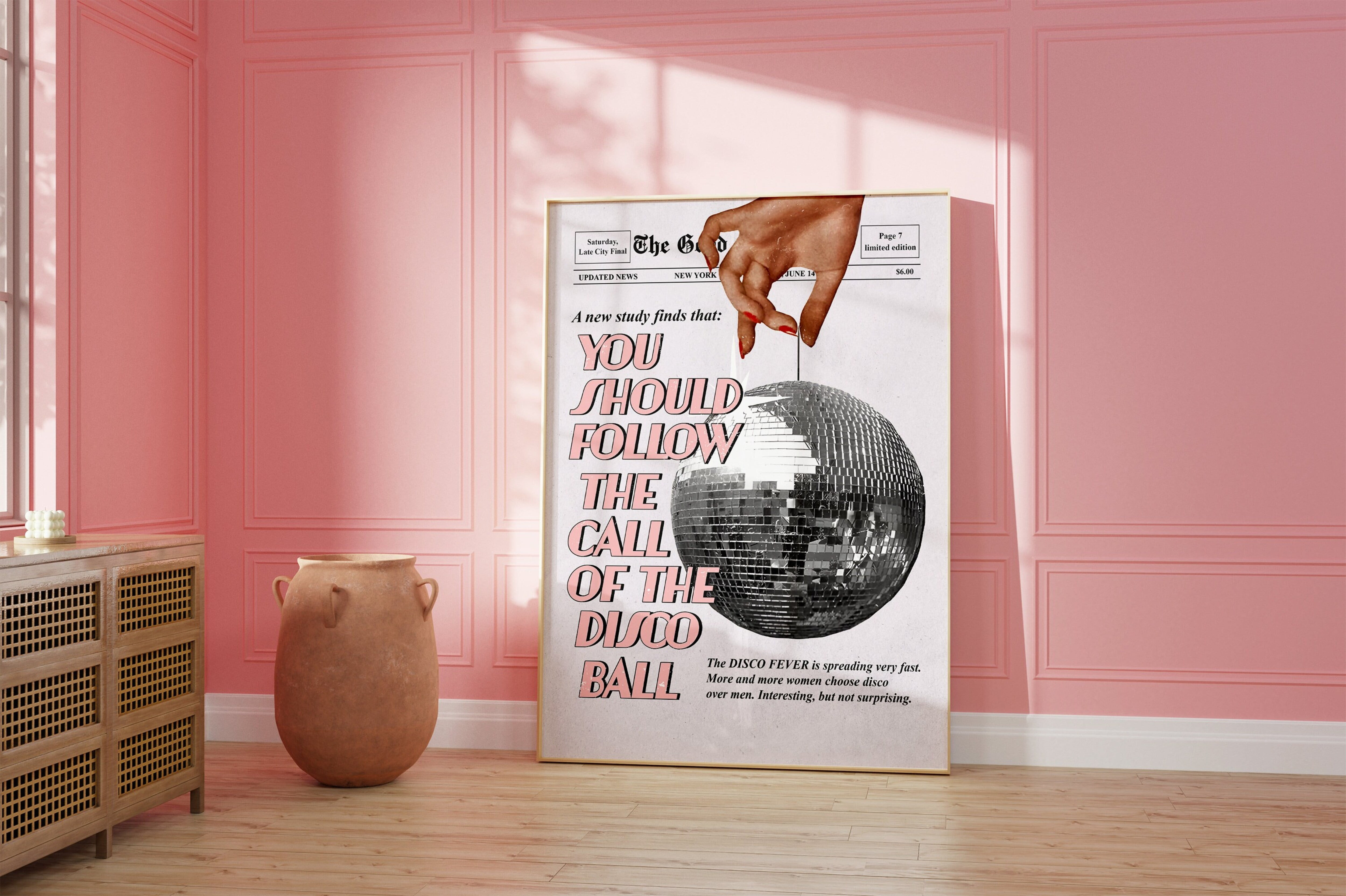 POSTER Disco Ball Wall Art, Preppy Room Decor, Retro Bar Cart, Trendy ...