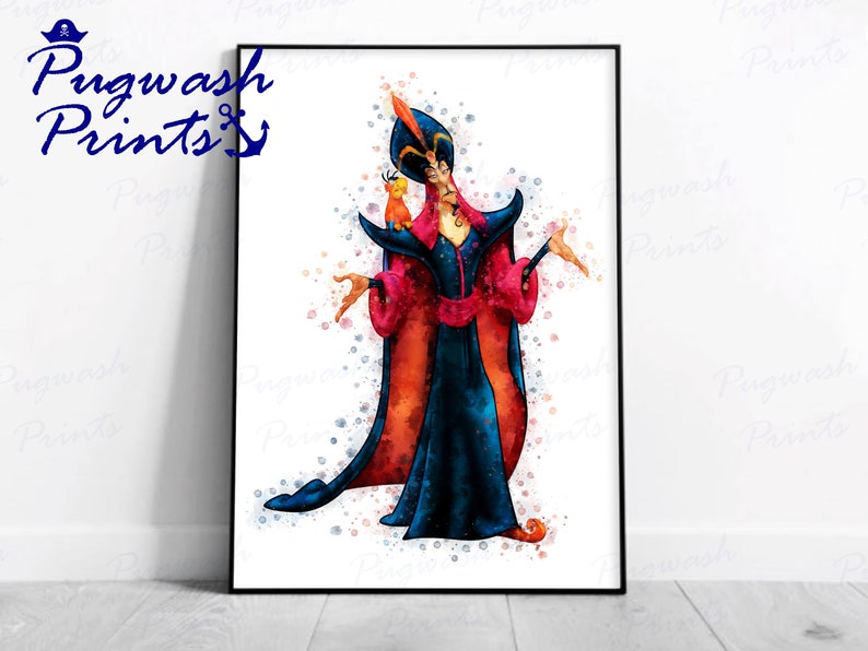 Poster Disney 'JAFAR' Aladdin Villain Character Print Watercolour ...