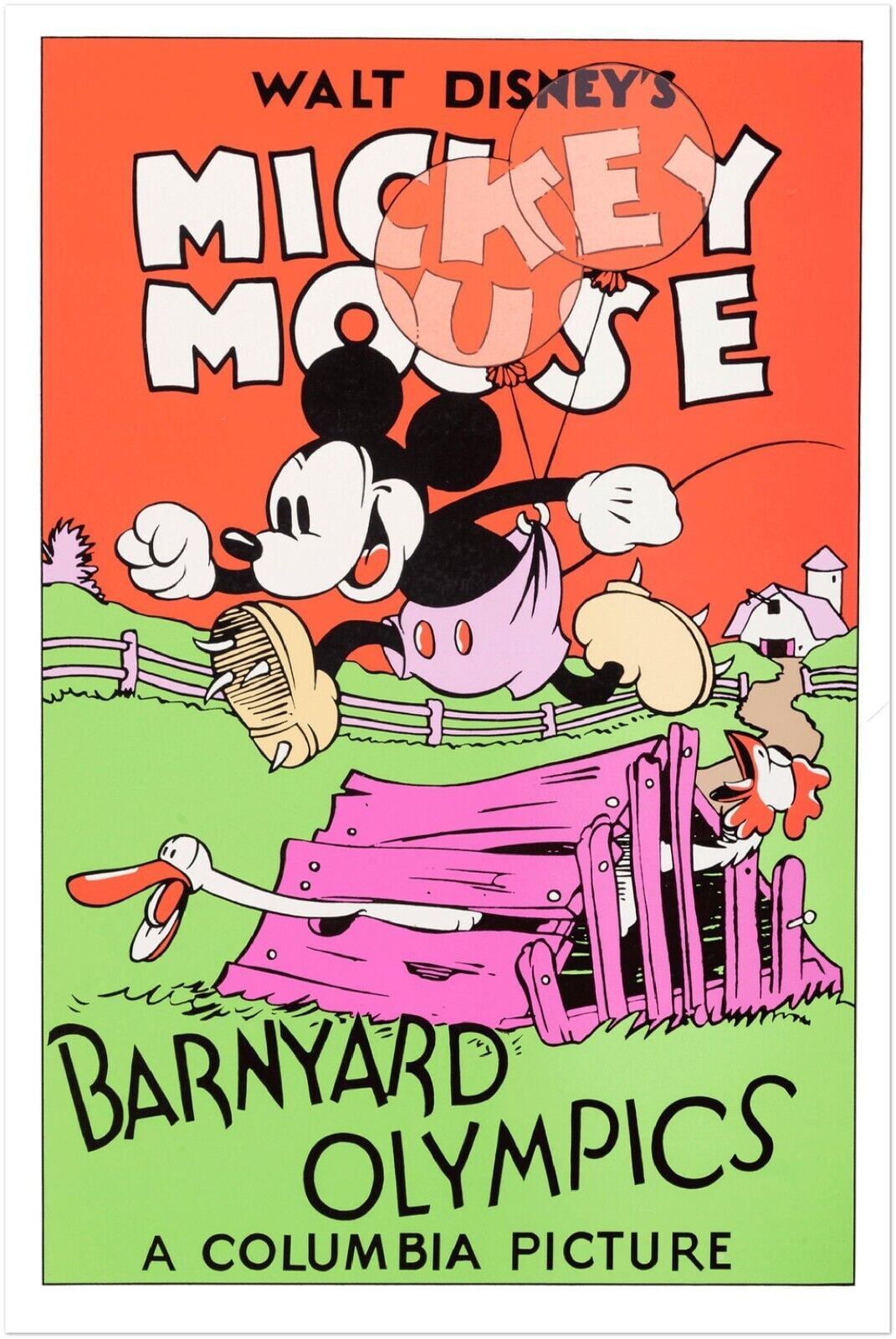 POSTER Disney Mickey Mouse Vintage Movie Poster, Barnyard Olympics ...