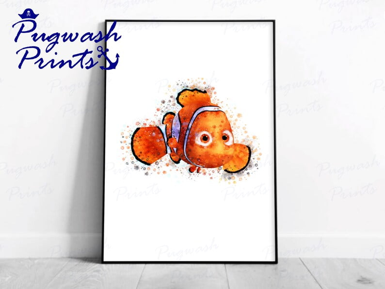 POSTER Disney Pixar 'NEMO' Finding Nemo Character Print Watercolour ...