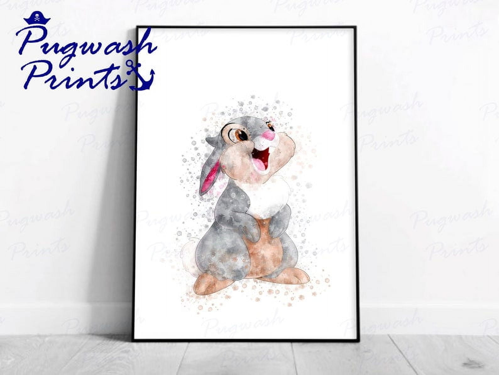 POSTER Disney 'THUMPER' Bambi Character Print Watercolour Splash Art ...