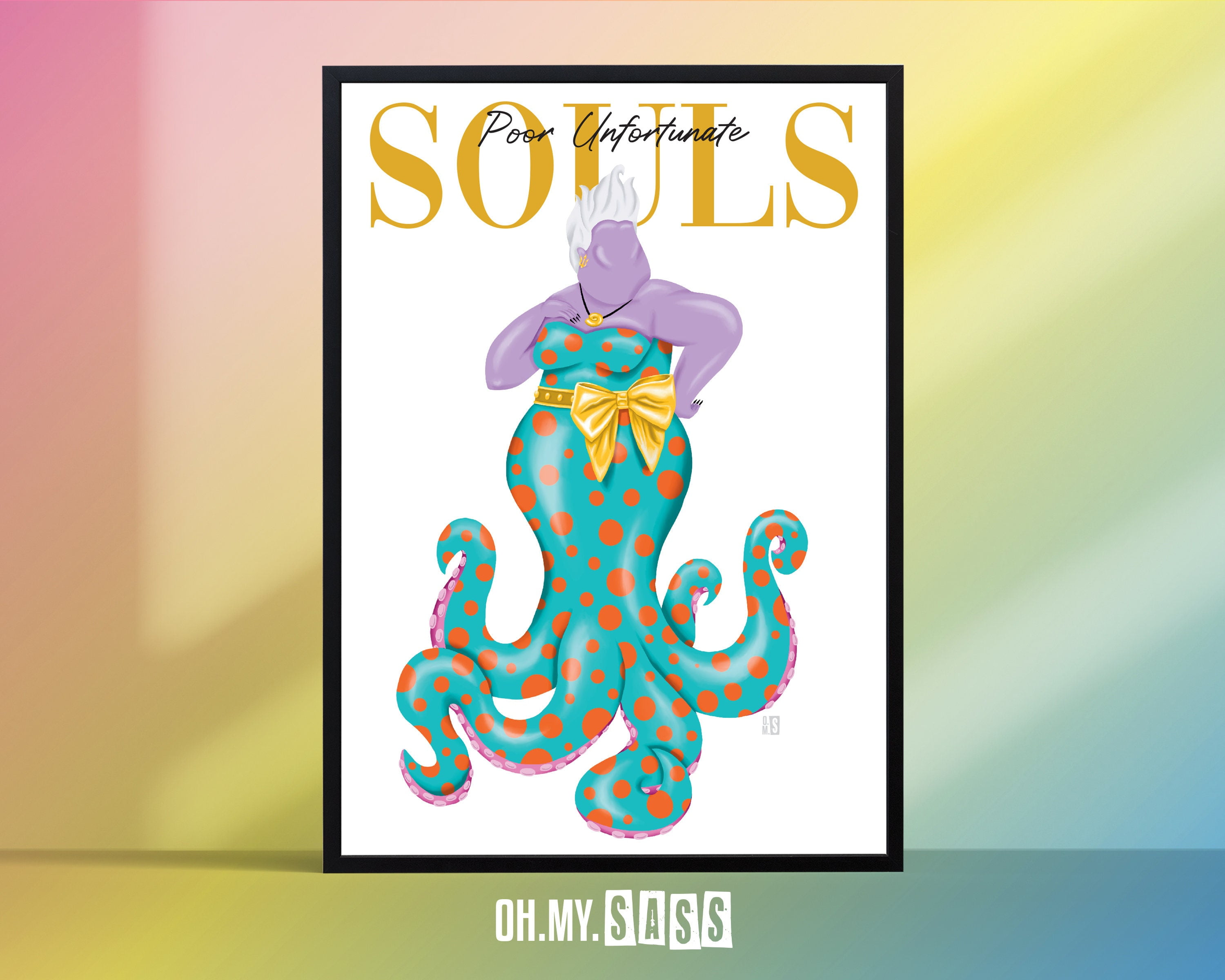 POSTER Disney Ursula Print Poster | Polka Dot Little Mermaid Villain | Quirky Fashion ...