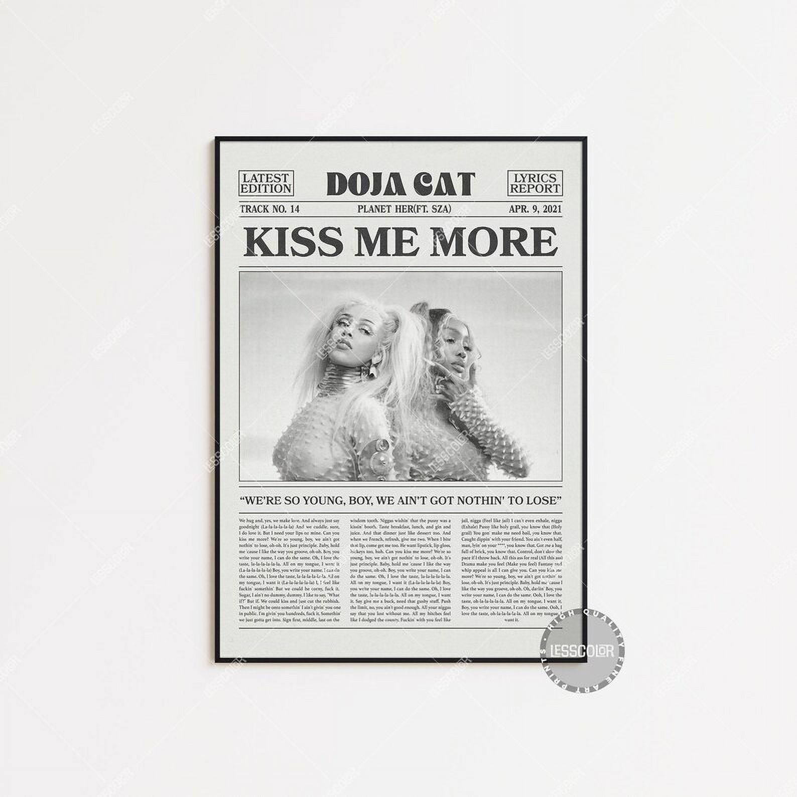 POSTER Doja Cat and SZA Retro Newspaper Print, Kiss Me More Poster ...