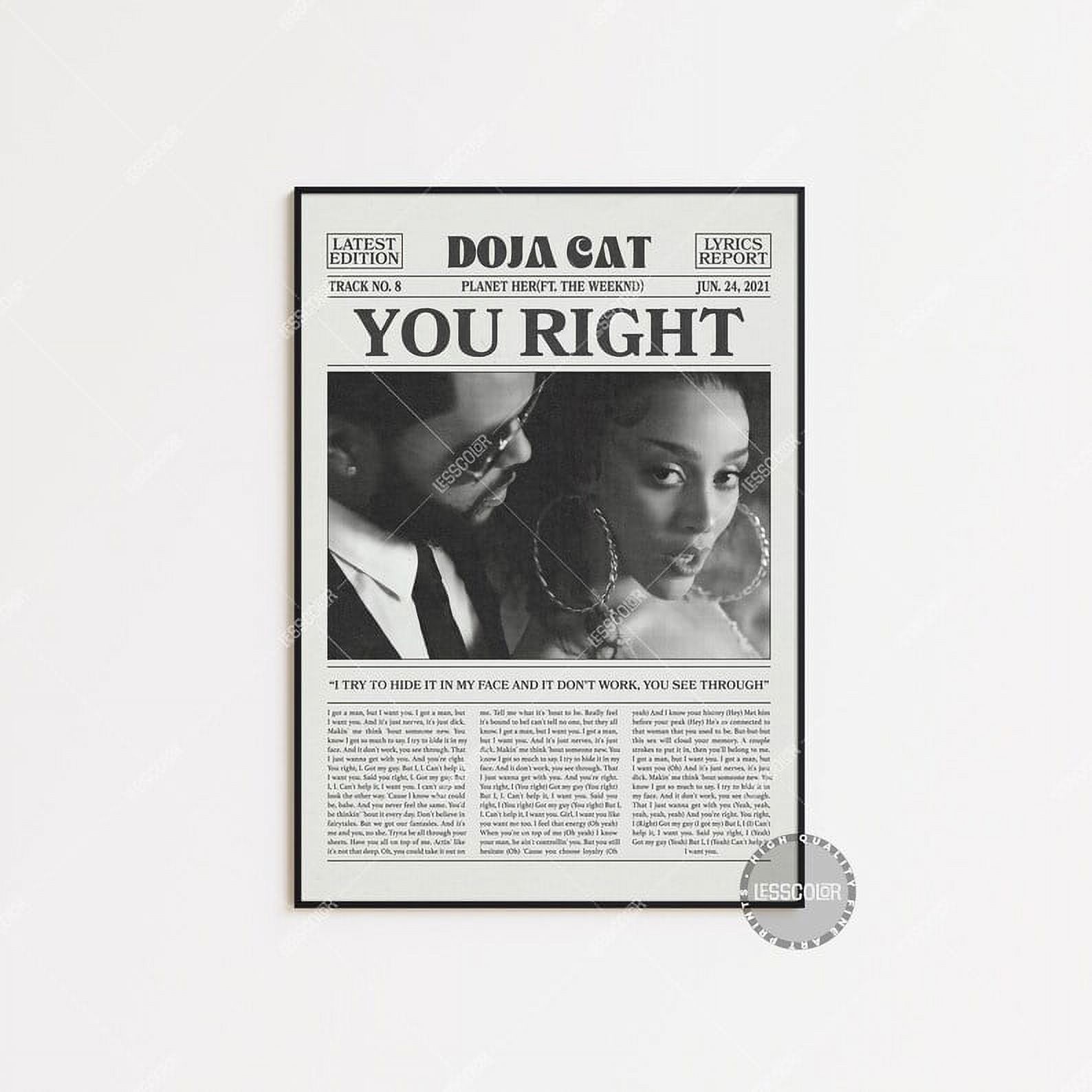 POSTER Doja Cat and The Weeknd Retro Newspaper Print, You Right Poster ...