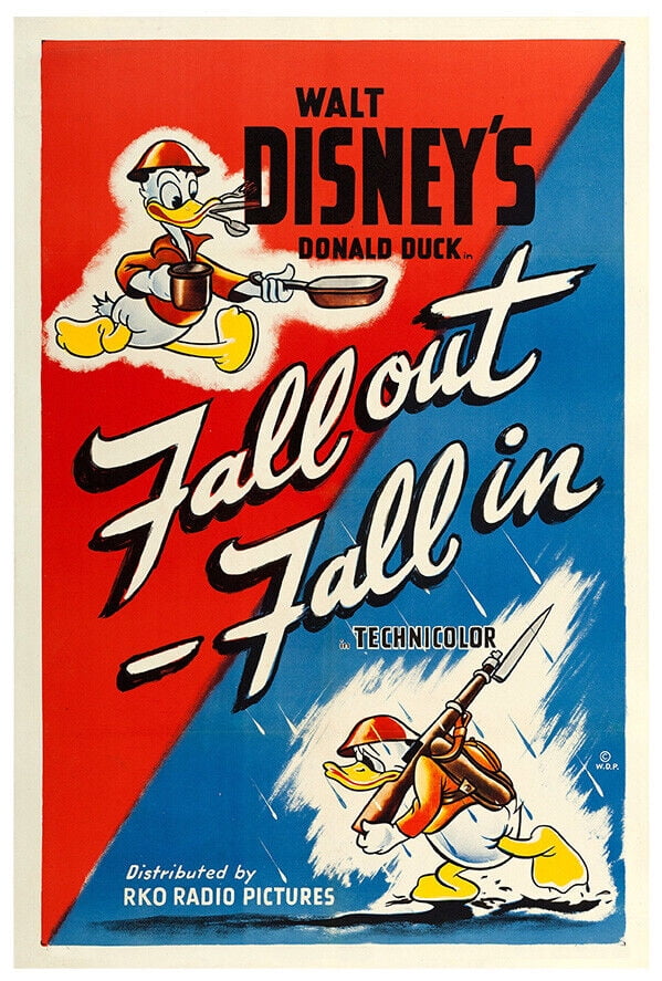 POSTER Donald Duck - Fall out Fall in - WW2 - 1943 - Disney Cartoon ...