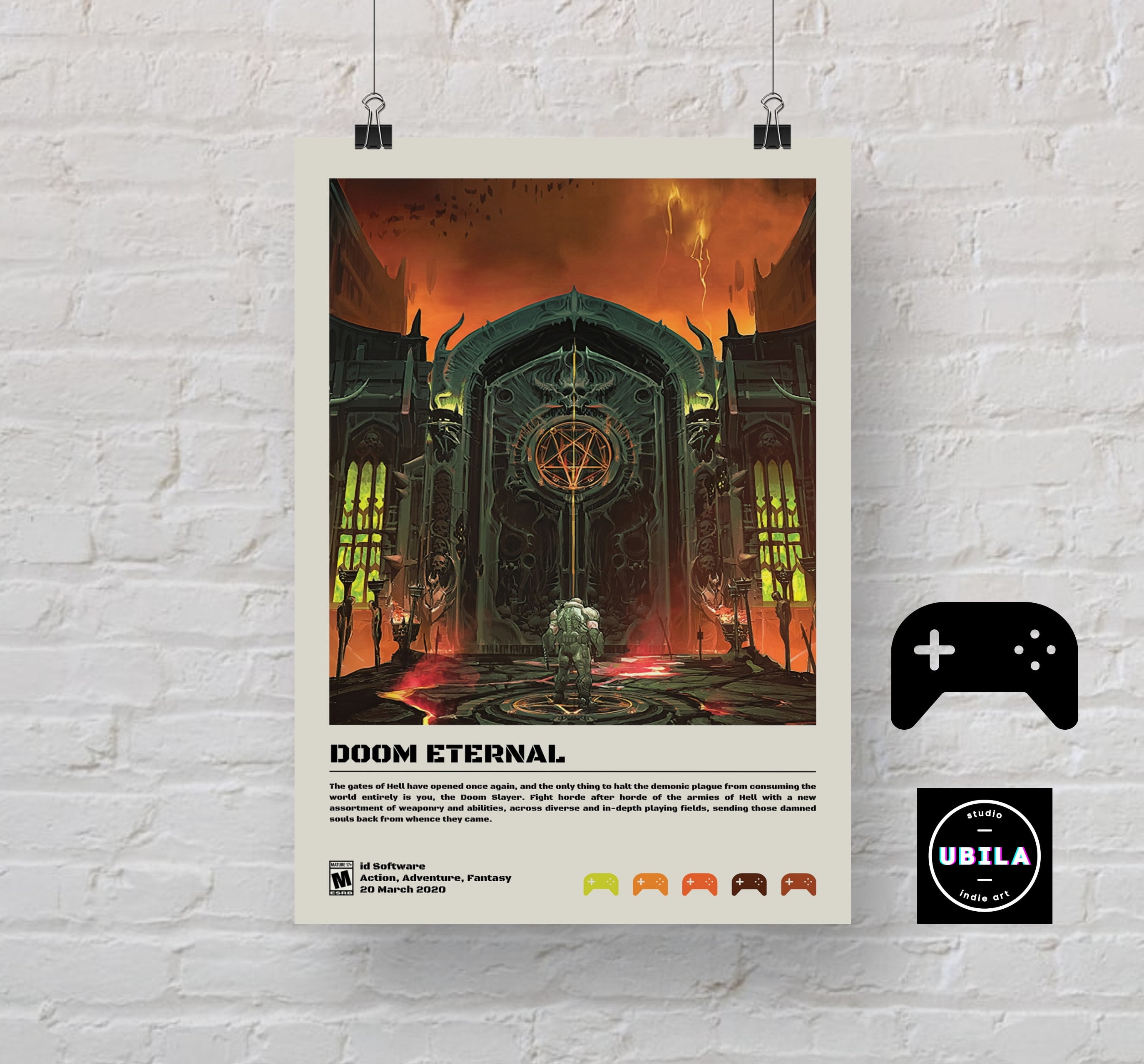 Poster Doom Eternal Poster | Game Poster | Gaming Room Decor | Game Art ...
