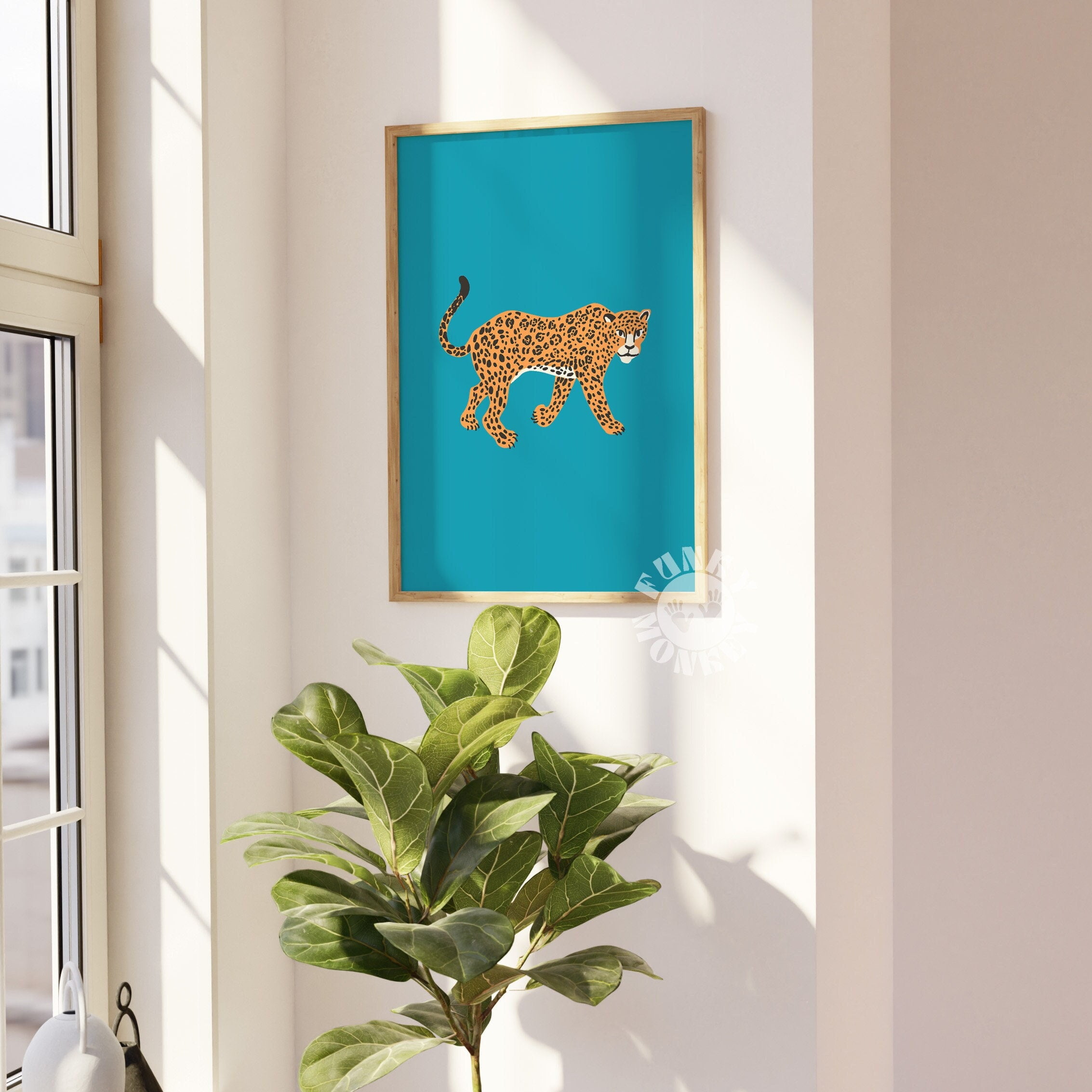 POSTER Dopamine Animal Wall Art, Teal Leopard Print, Maximalist Poster ...