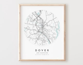 POSTER Dover Map Print, Dover Map Poster City Wall Art, Nh Road Map ...