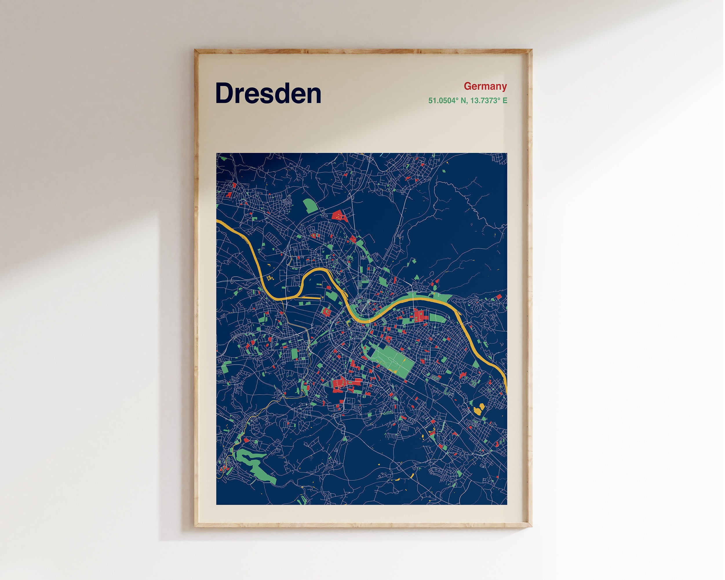 POSTER Dresden Germany Map Print, Dresden City Map Print, Colour Map Of ...