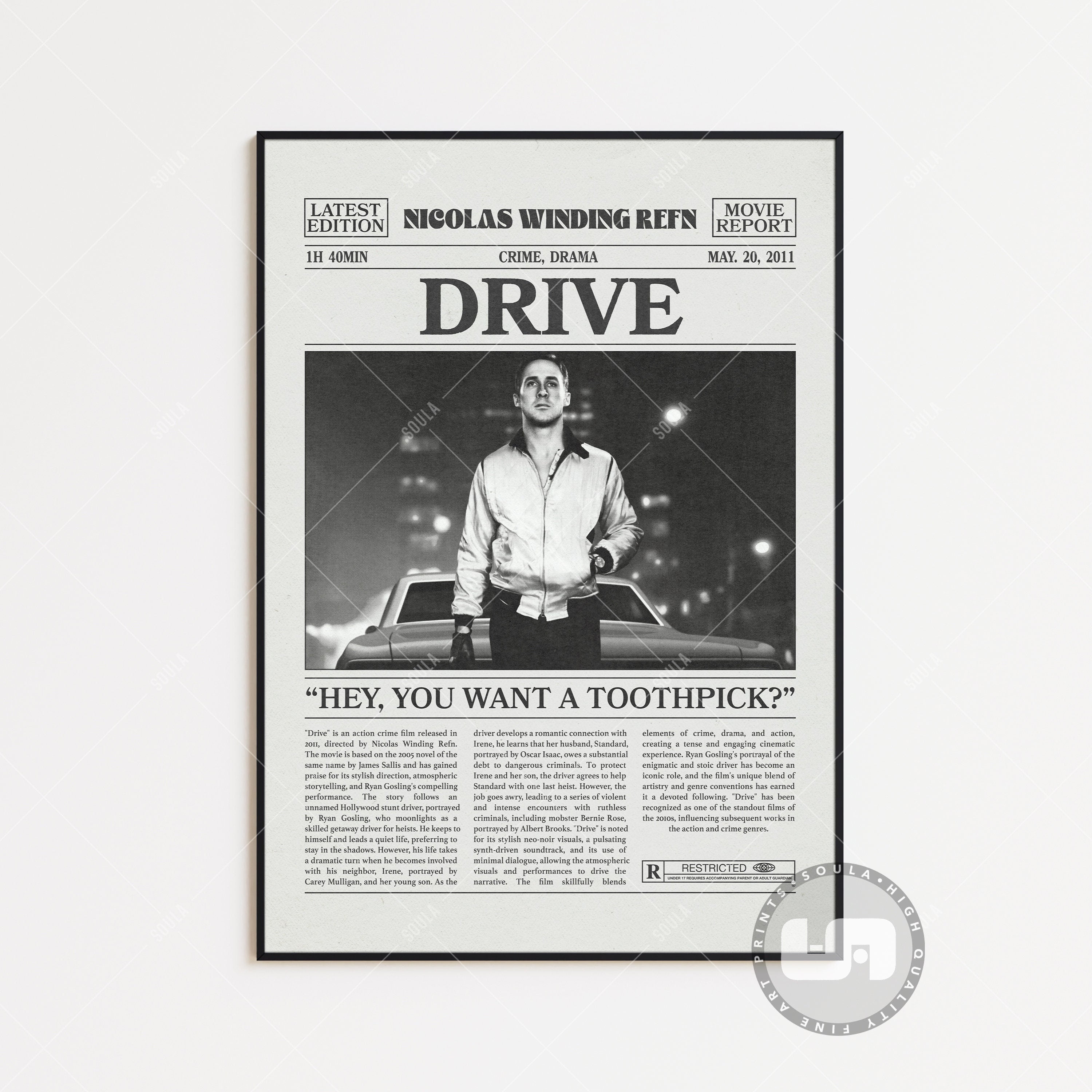 POSTER Drive Poster, Nicolas Winding Refn, Ryan Gosling, Retro ...