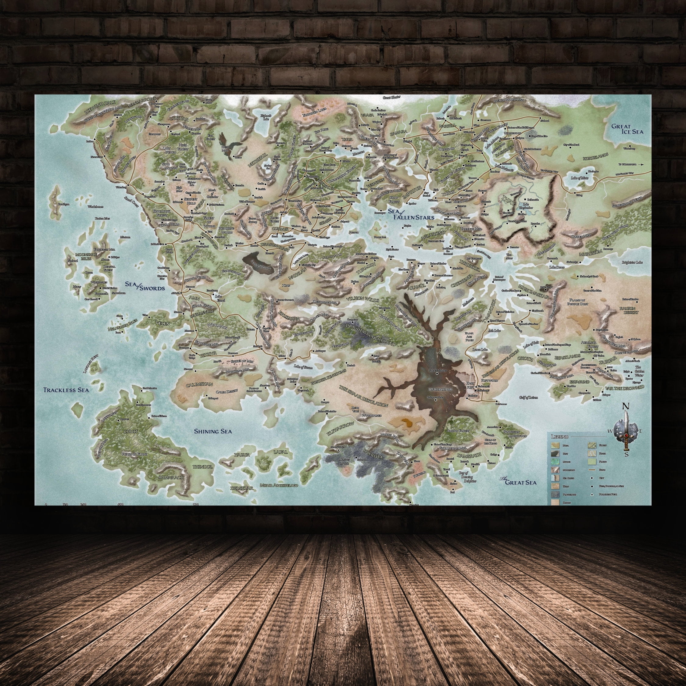 POSTER Dungeons and Dragons Map Poster, Forgotten Realms Wall Art ...