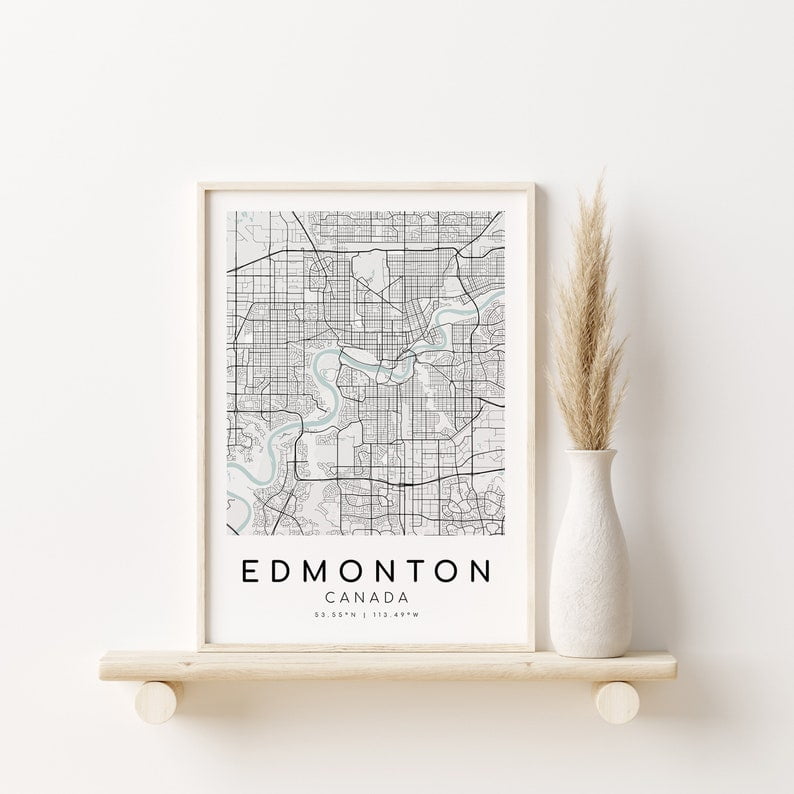 POSTER EDMONTON Canada Map Print, Road Map Poster, gifts for her, map ...