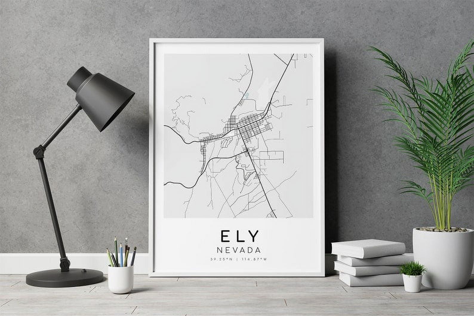 POSTER ELY Nevada NV USA Map Print, Road Map Poster, gifts for her, map gift, minimalist art ...