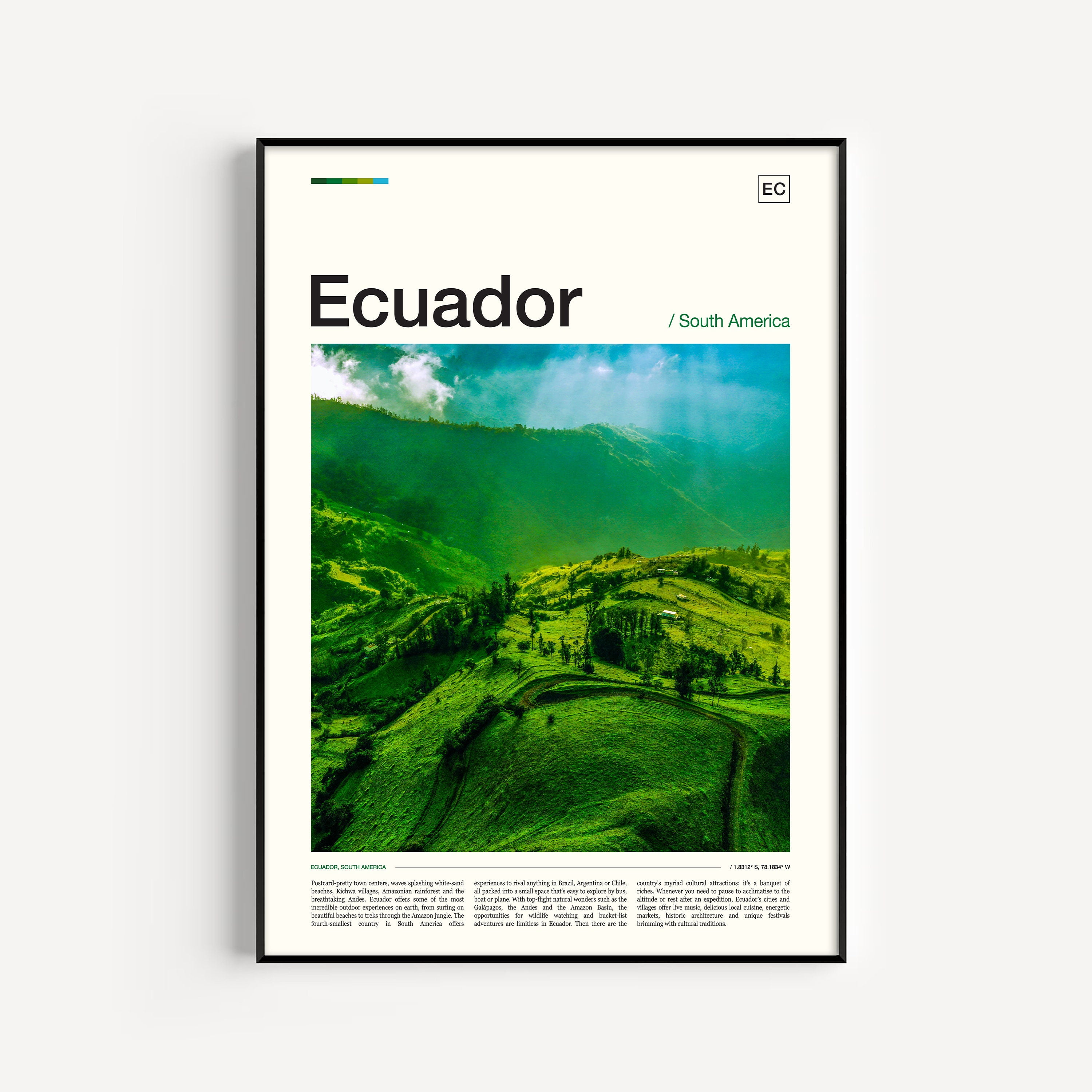 POSTER Ecuador Print, Ecuador Poster, Ecuador Wall Art, Ecuador Art ...