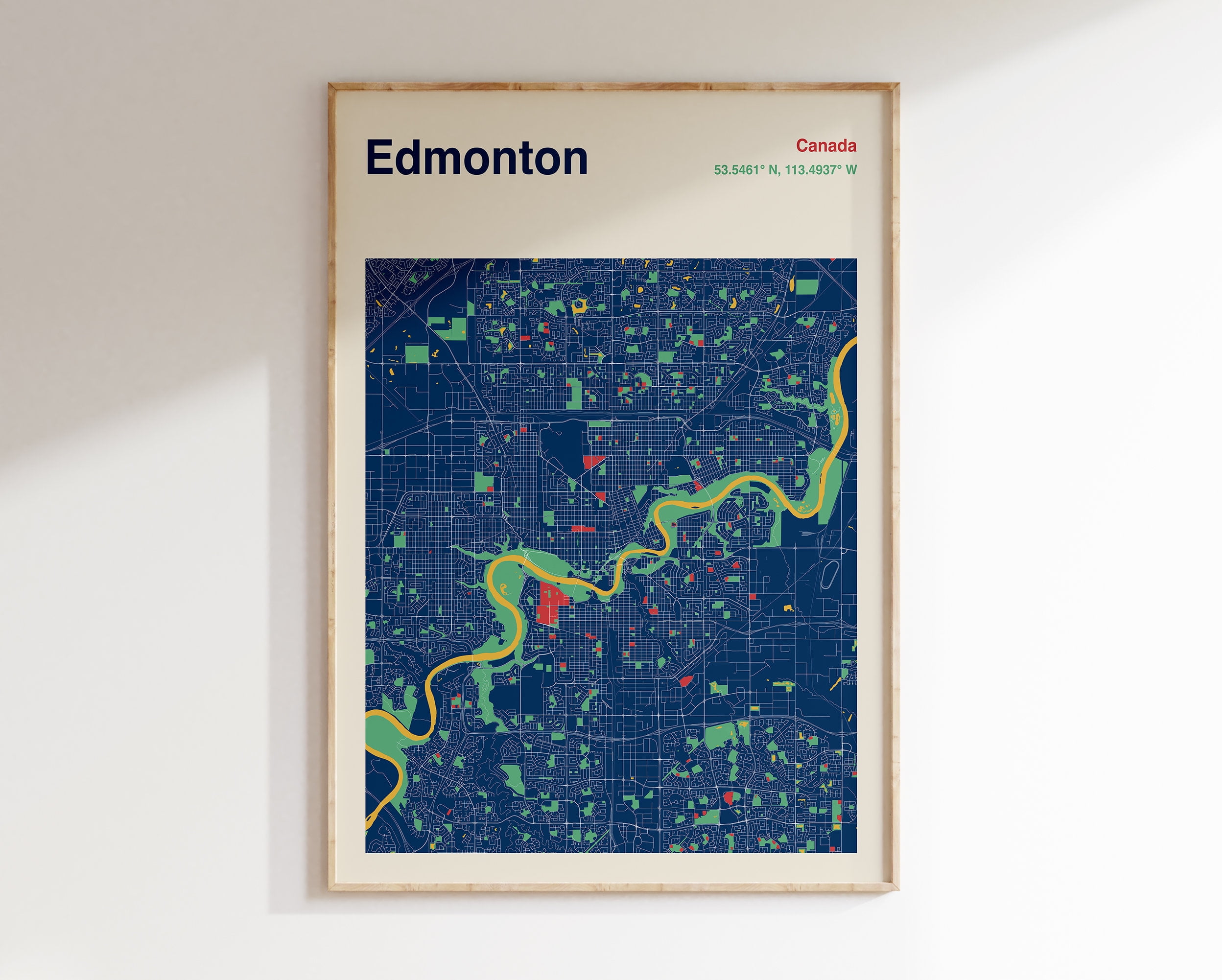POSTER Edmonton Canada Map Print, Edmonton City Map Print, Colour Map ...