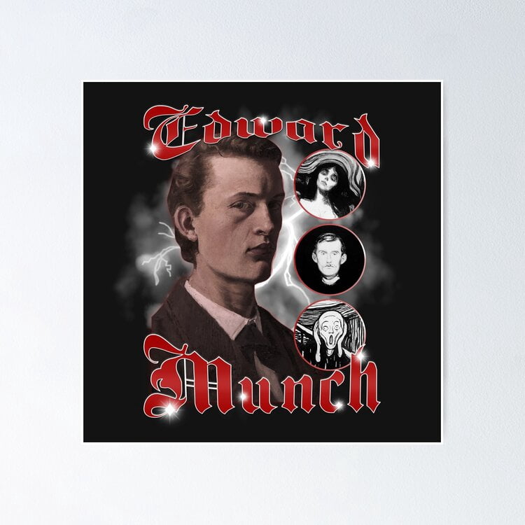 POSTER Edvard Munch Bootleg 90s Hip Hop T-shirt POSTER UNFRAMED, 8x12 ...