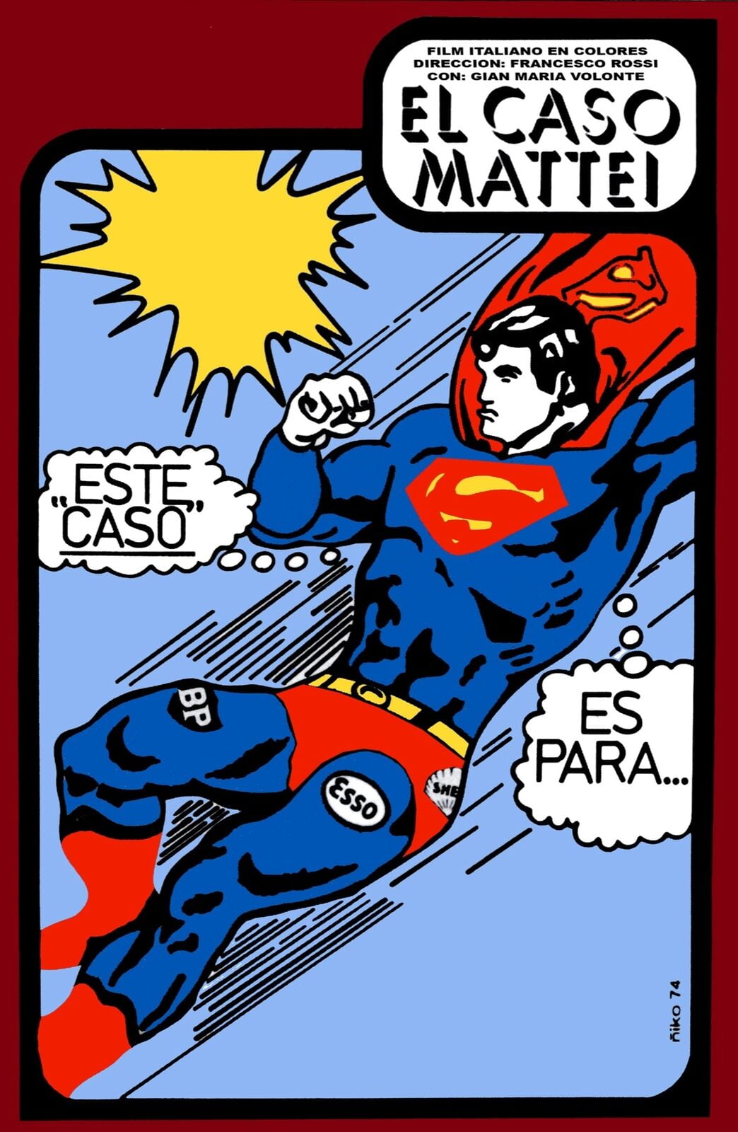 POSTER El case mattei.italian film.superman flying.POSTER.movie decor ...