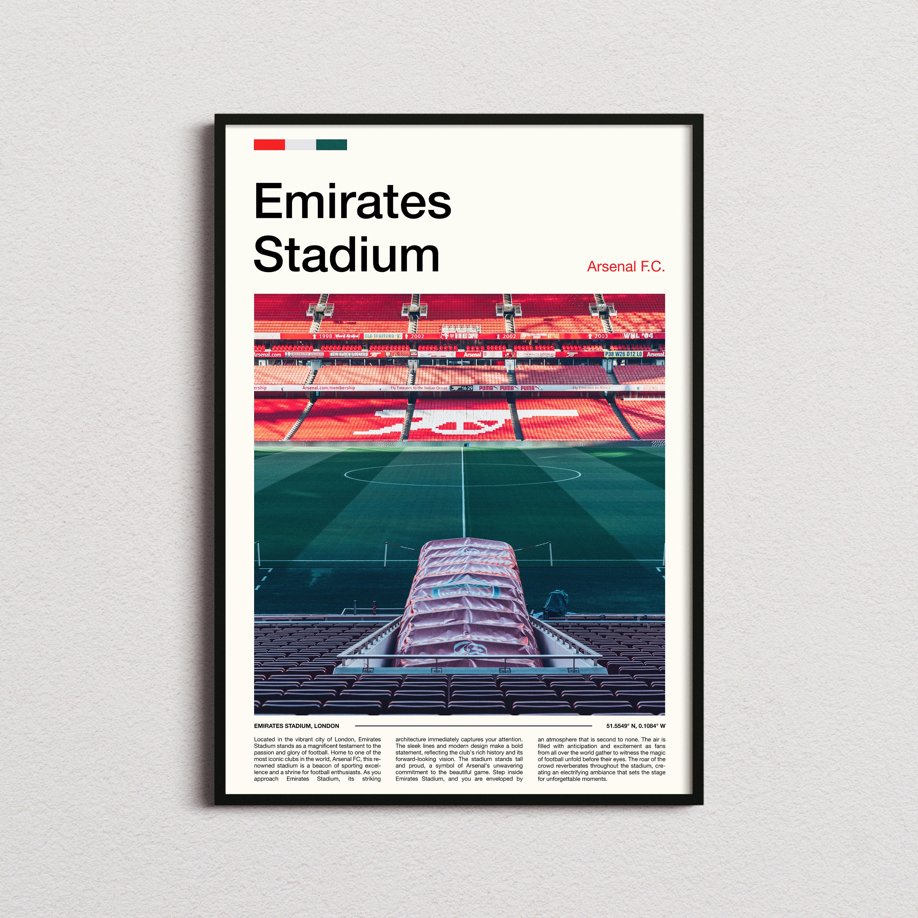 POSTER Emirates Stadium Print, Arsenal FC Poster, Emirates Stadium Wall ...
