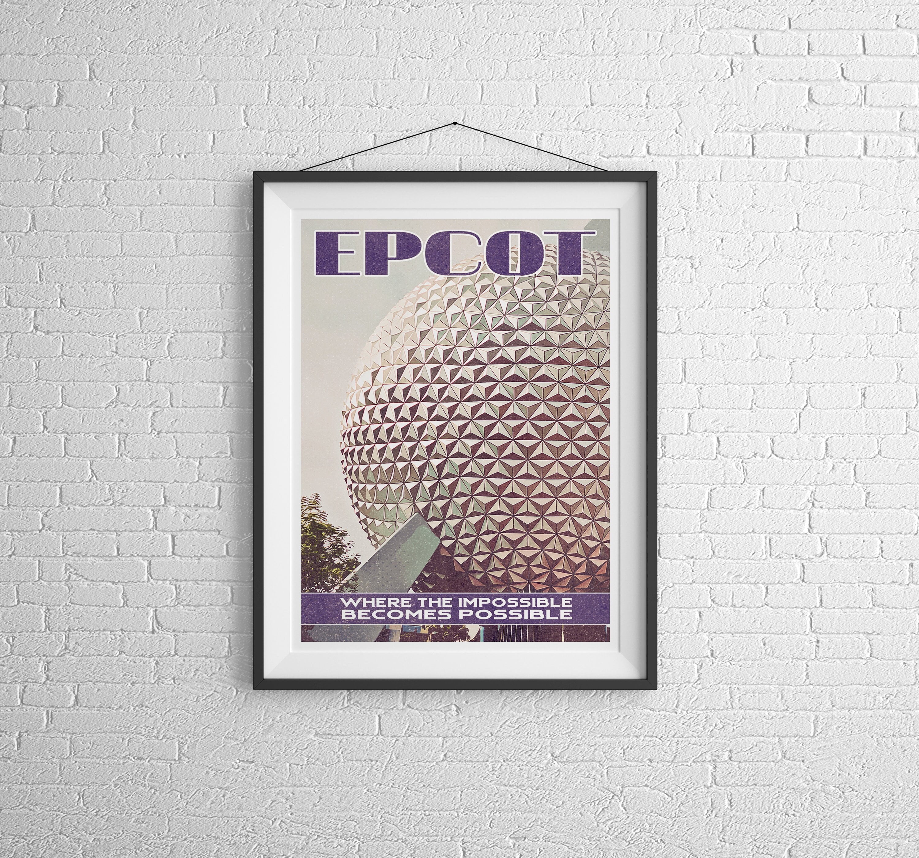 POSTER Epcot, Retro Disney Print, Disney Poster, Spaceship Earth, Walt ...