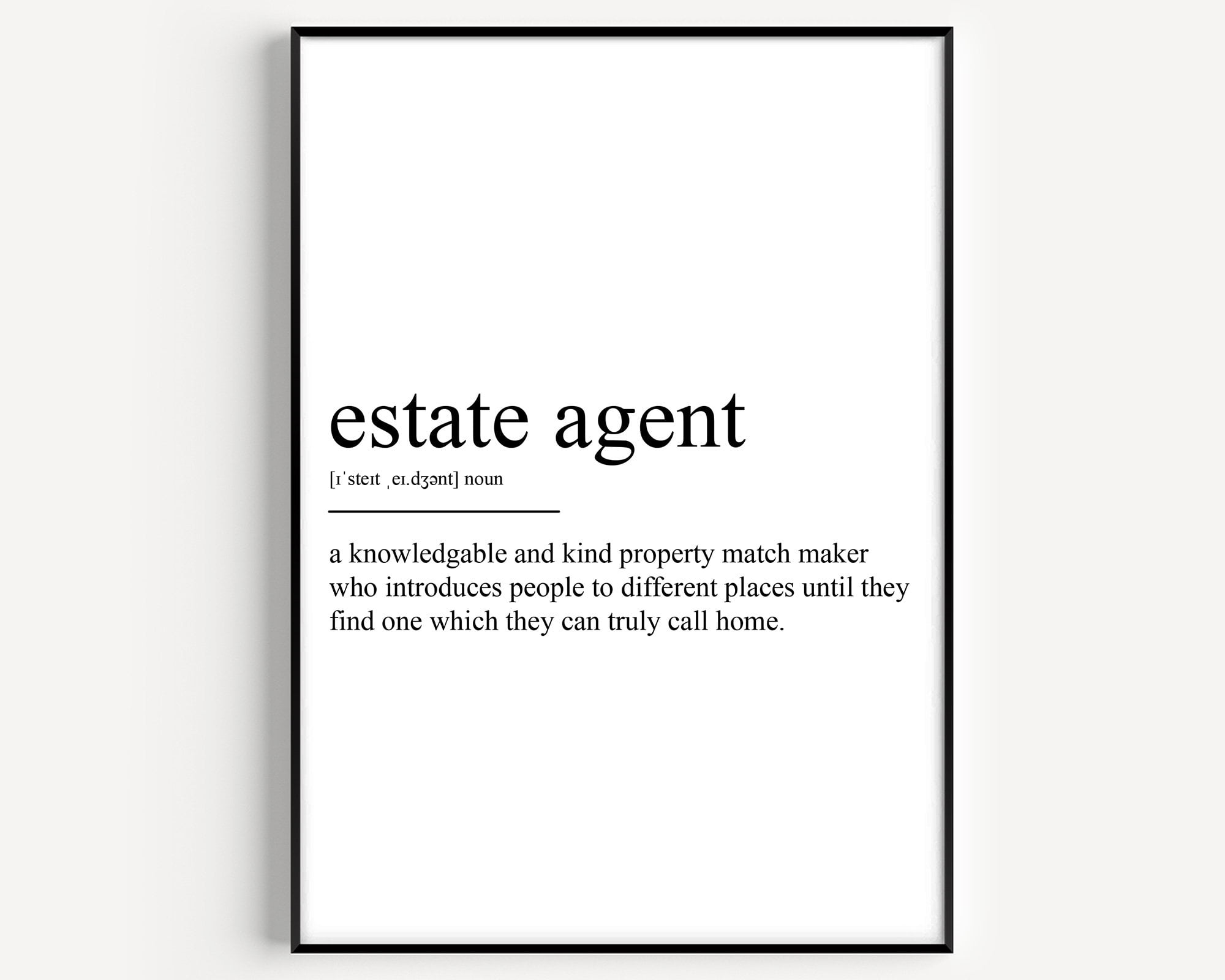 POSTER Estate Agent Definition Print-UNFRAMED - Walmart.com