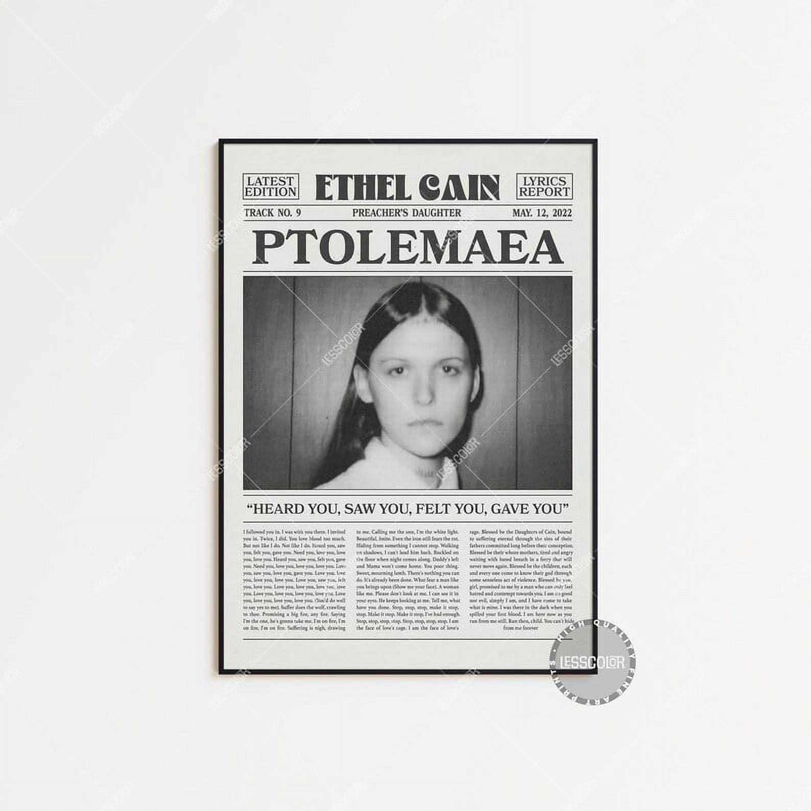 POSTER Ethel Cain Retro Newspaper Print, Ptolemaea Poster, Ptolemaea ...
