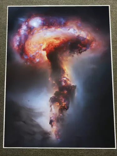 POSTER Explosive Galaxy Burst with Fiery Colors and Nebula Clouds ...