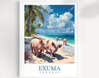 POSTER Exuma Travel Print Wall Art Bahamas Wall Hanging Home Decor Bahamas Gift Art Lovers Wall ...
