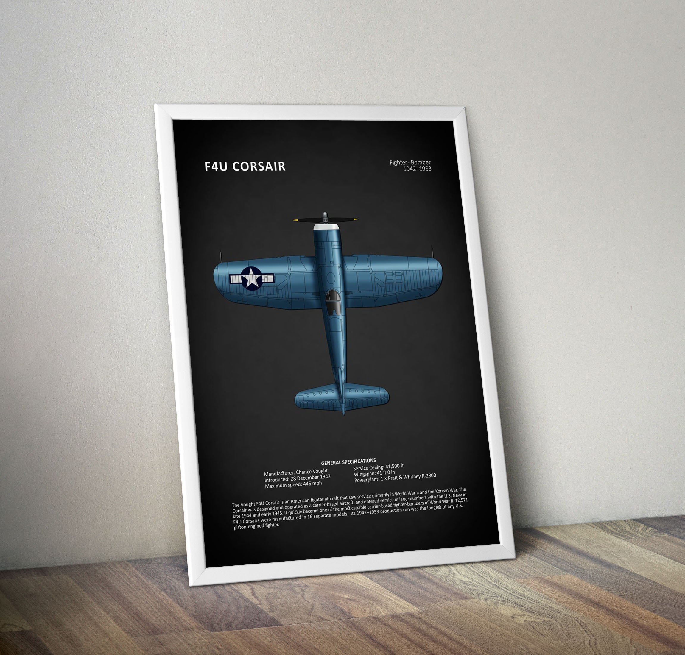 POSTER F4U Corsair Aircraft Poster Aviation Art Airplane Wall Decor ...