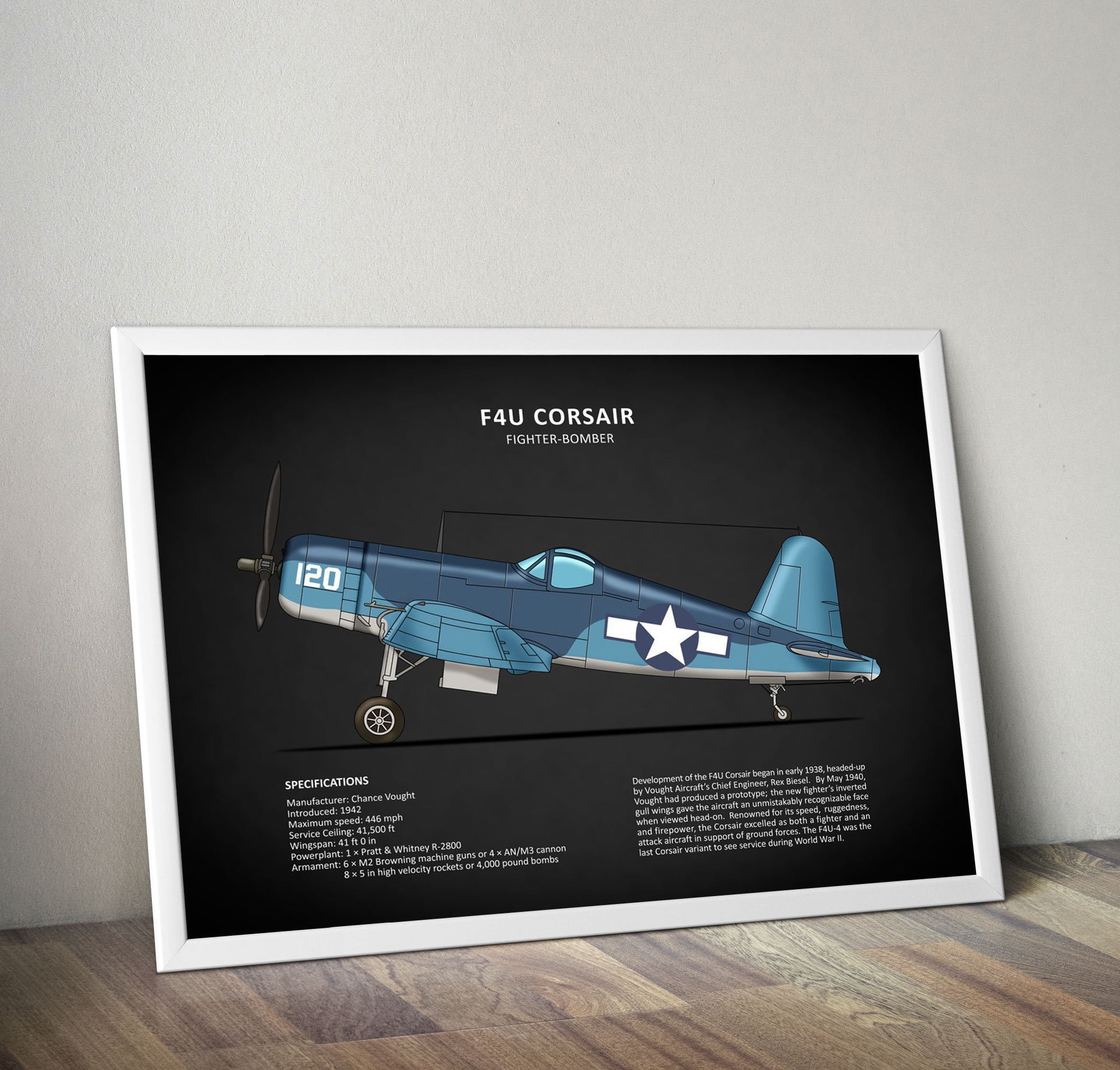 POSTER F4U Corsair Aircraft Poster Aviation Art Airplane Wall Decor ...