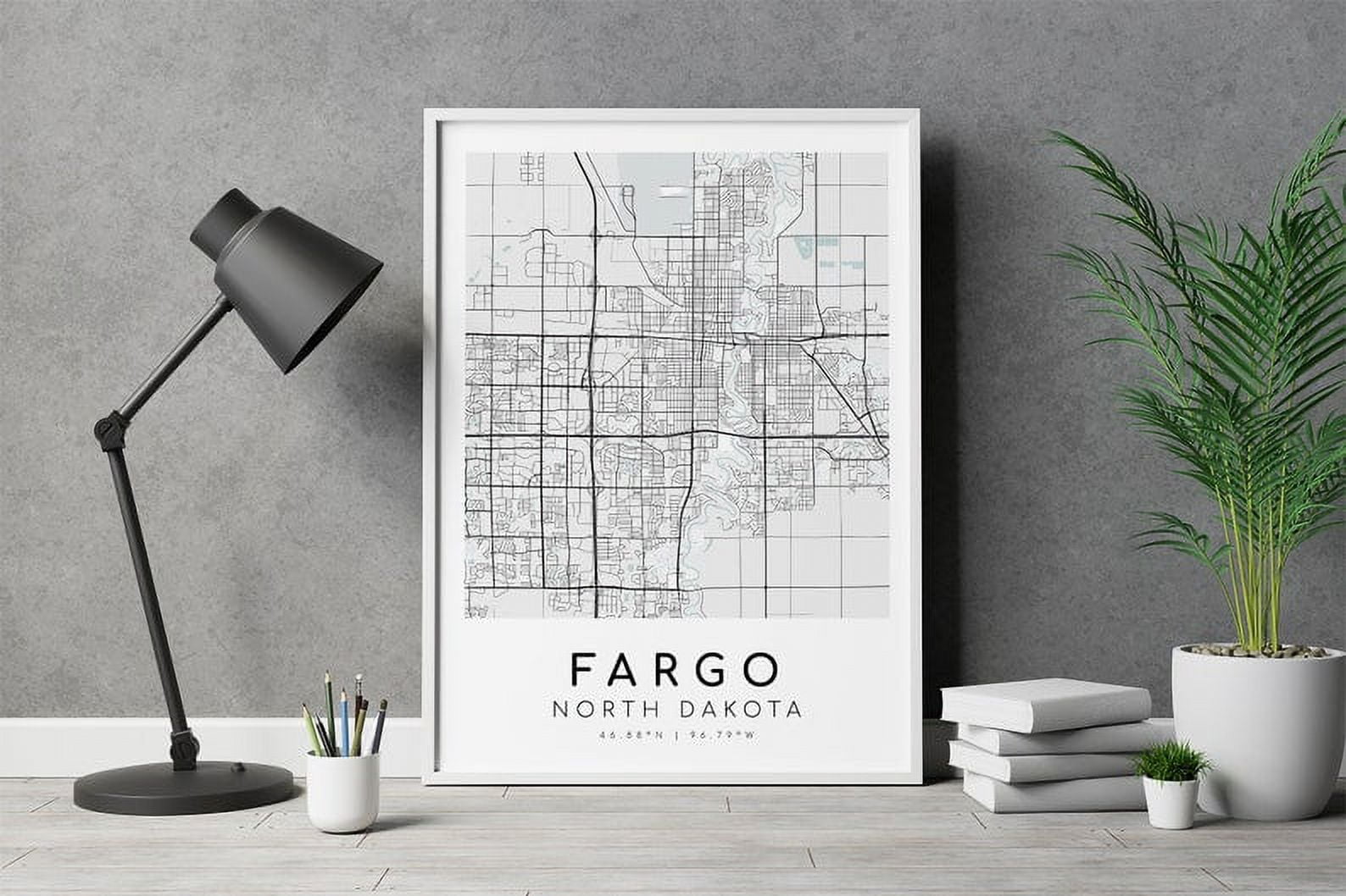 POSTER FARGO North Dakota ND City Map, Wall Map Poster, engagement map ...