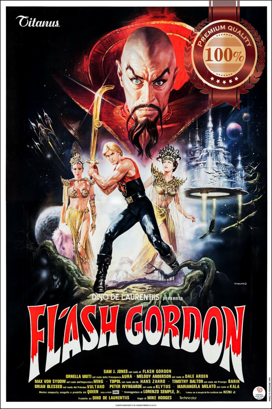POSTER FLASH GORDON ITALY 1980 80s OFFICIAL ORIGINAL CINEMA MOVIE PRINT ...