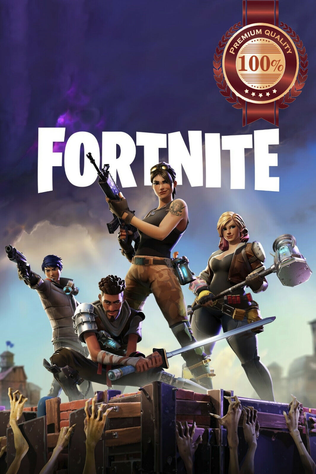 POSTER FORTNITE GAME ZOMBIES CLOUD CHARACTERS ORIGINAL ART DRAWING ...