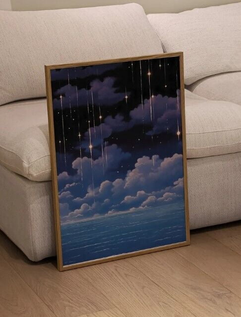 POSTER Falling Stars Vintage 90s Anime Art Print, Retro Anime Printable ...